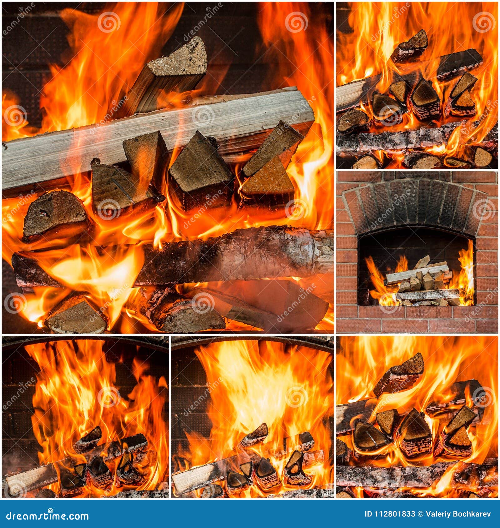 Hot Coals in the Fire Collage. Set of Flames Stock Image - Image of ...