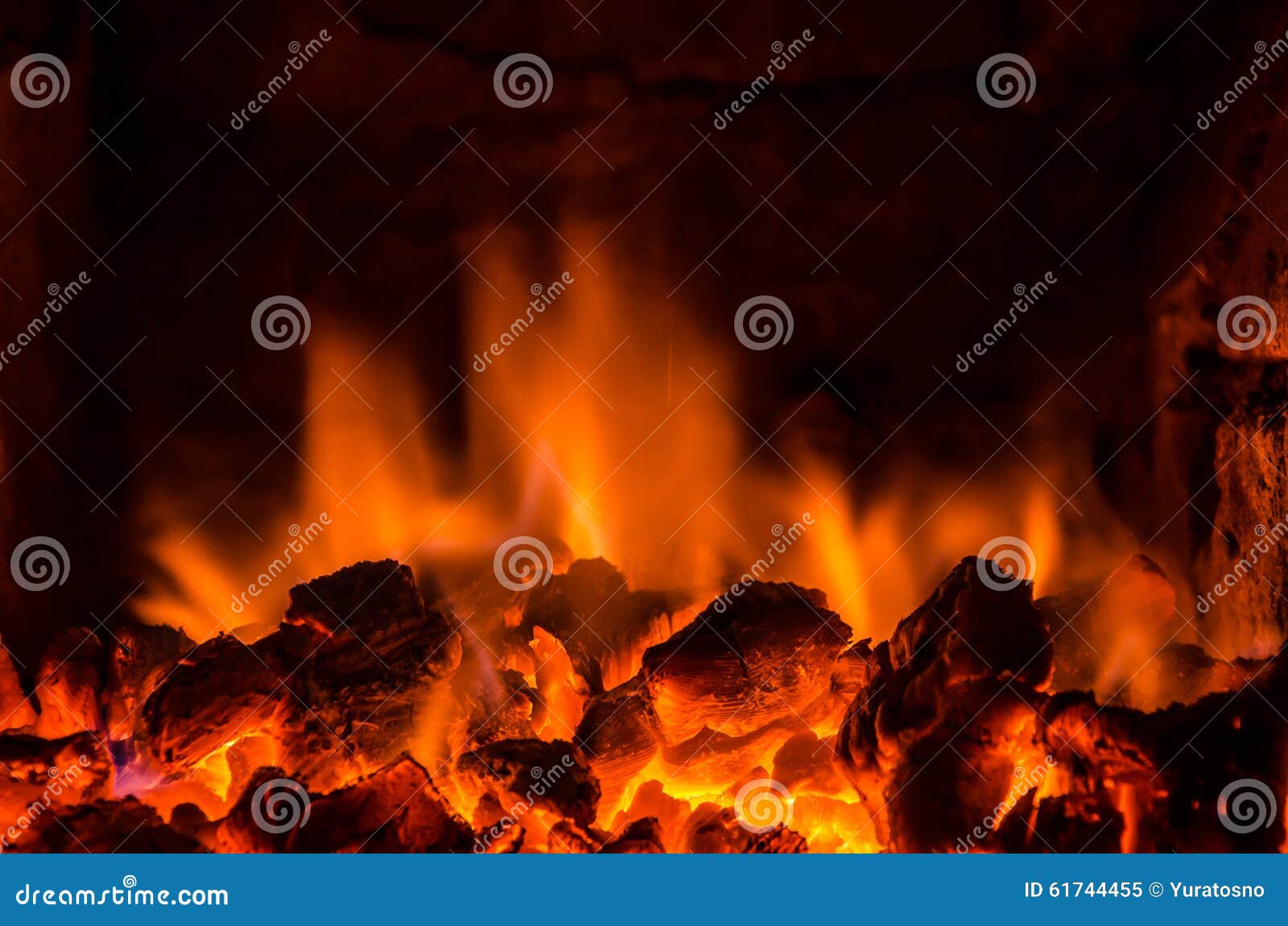 Hot coals in the fire stock image. Image of light, burn - 61744455