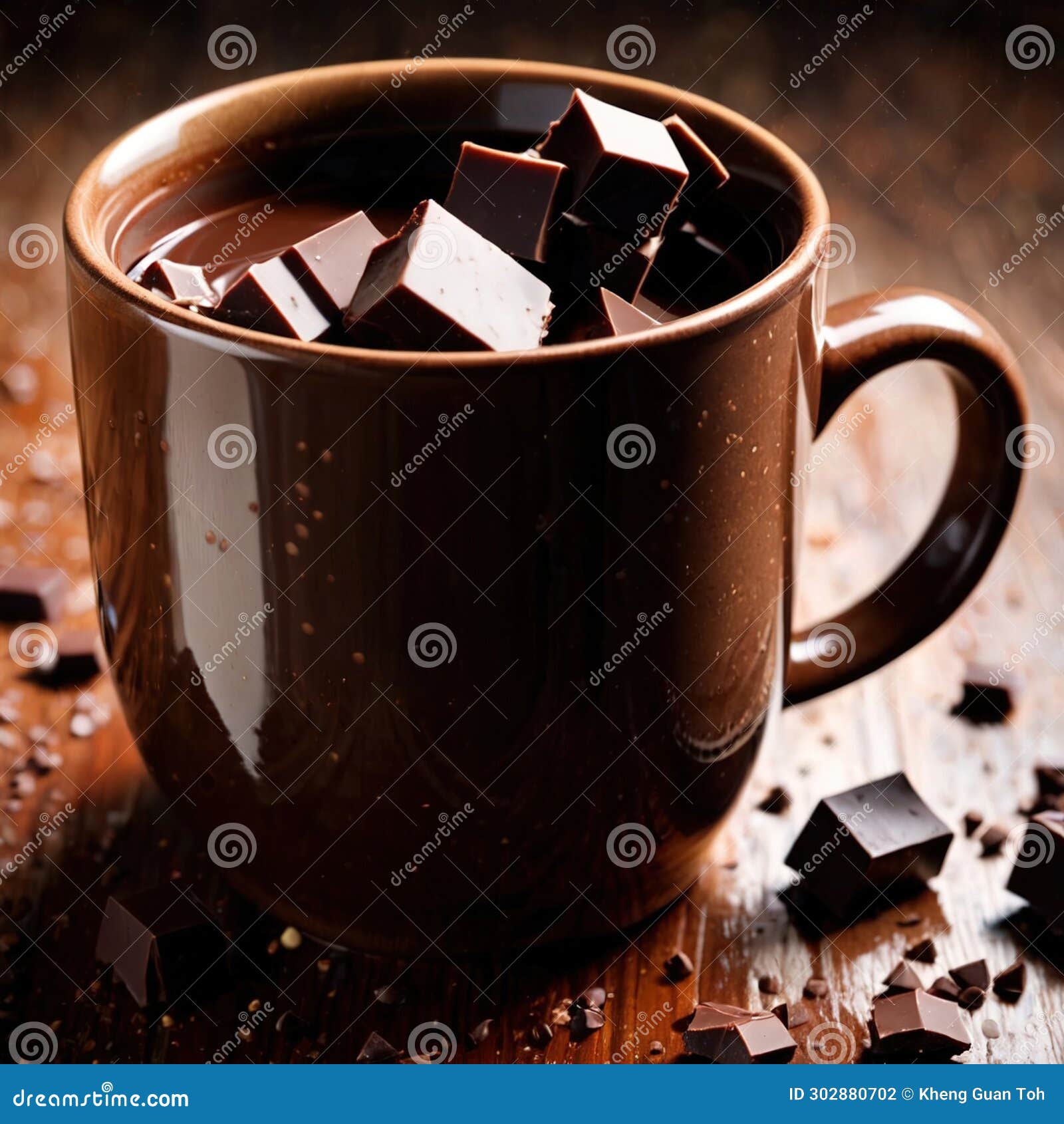 Hot Cocoa Mug with Chunks of Chocolate Stock Illustration - Illustration of chocolate, drink ...