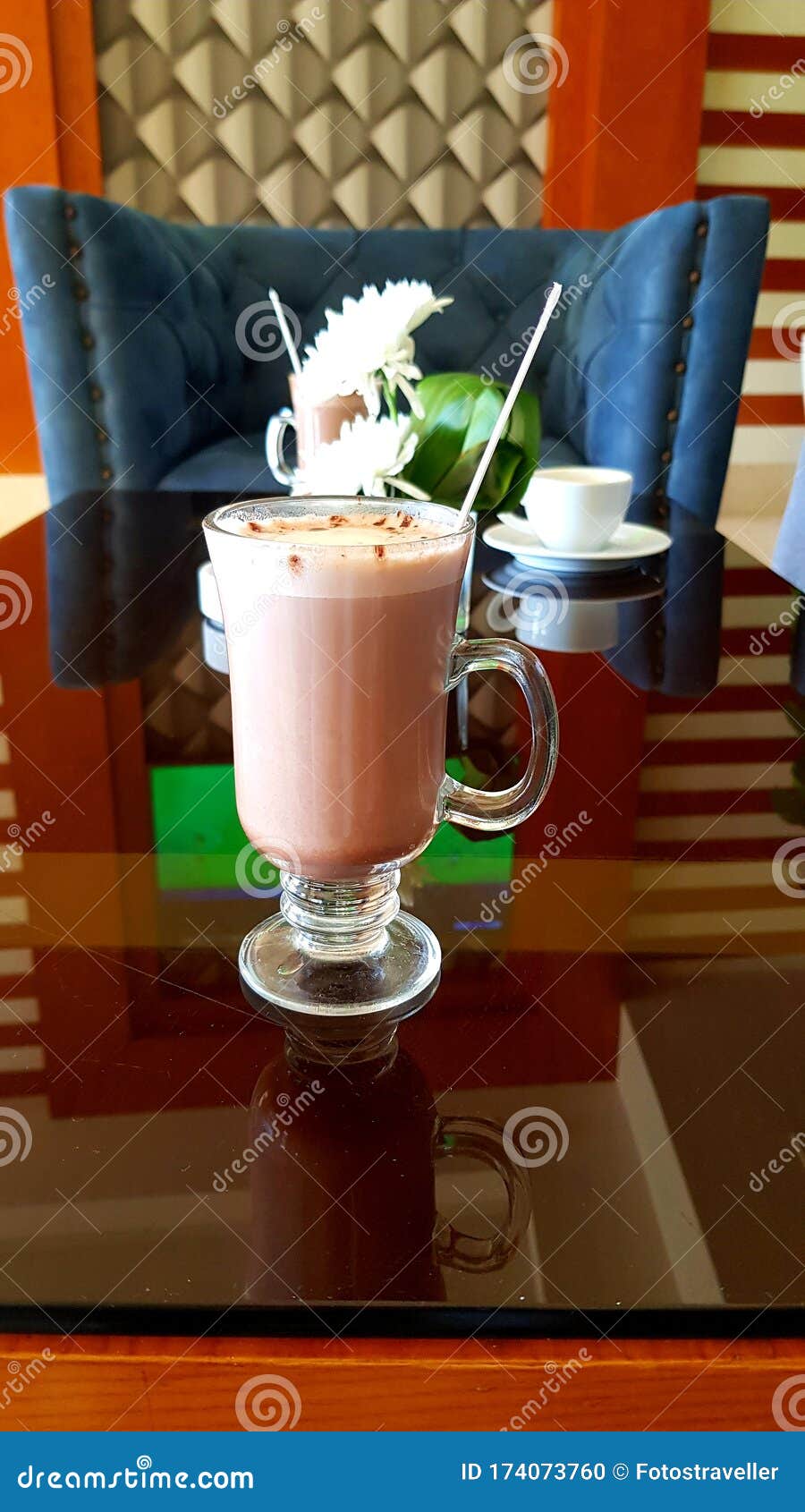 Hot Cocoa in a Glass Cup in the Interior Stock Photo - Image of ...