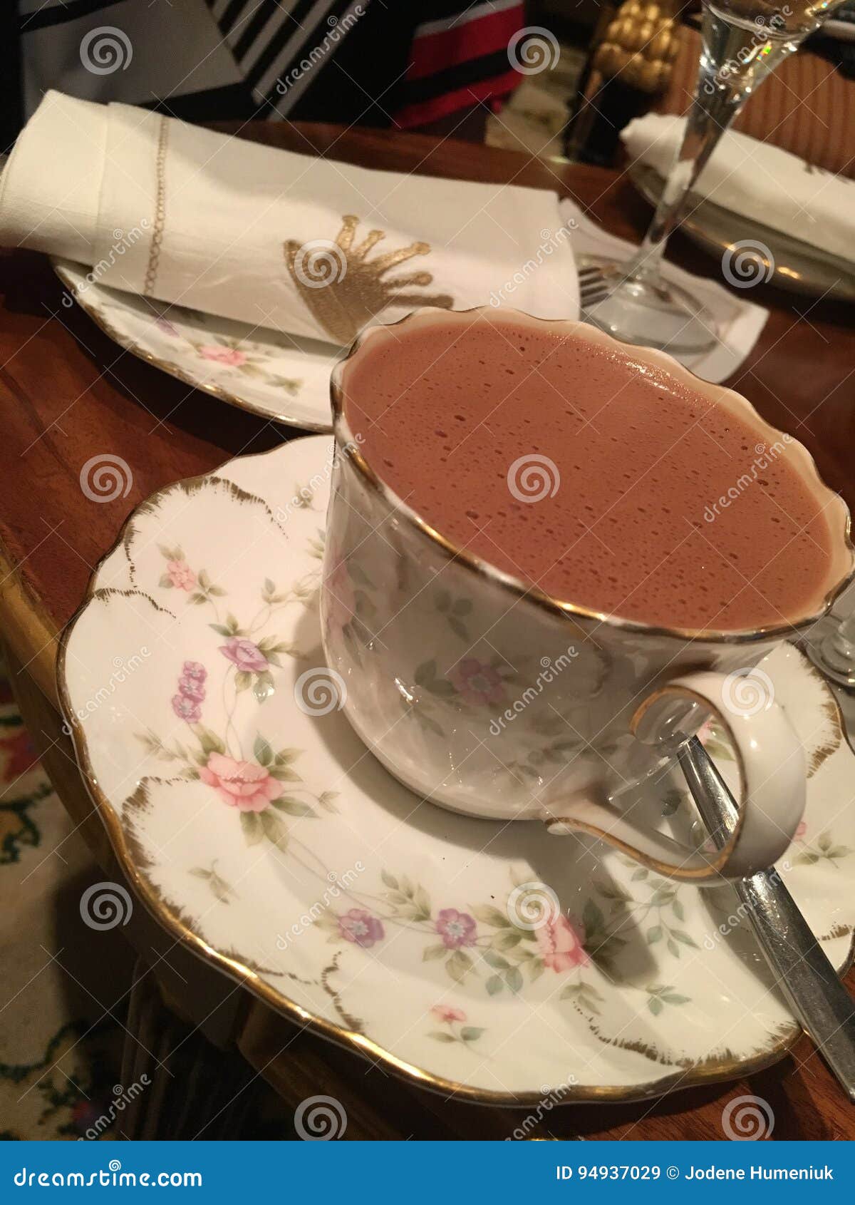 Hot Cocoa at High Tea stock image. Image of floral, fancy - 94937029