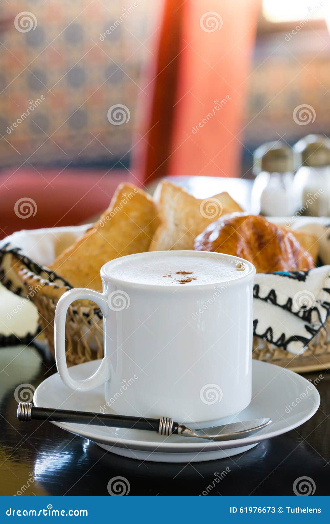 Hot Coffee with Bread stock image. Image of bean, food - 61976673