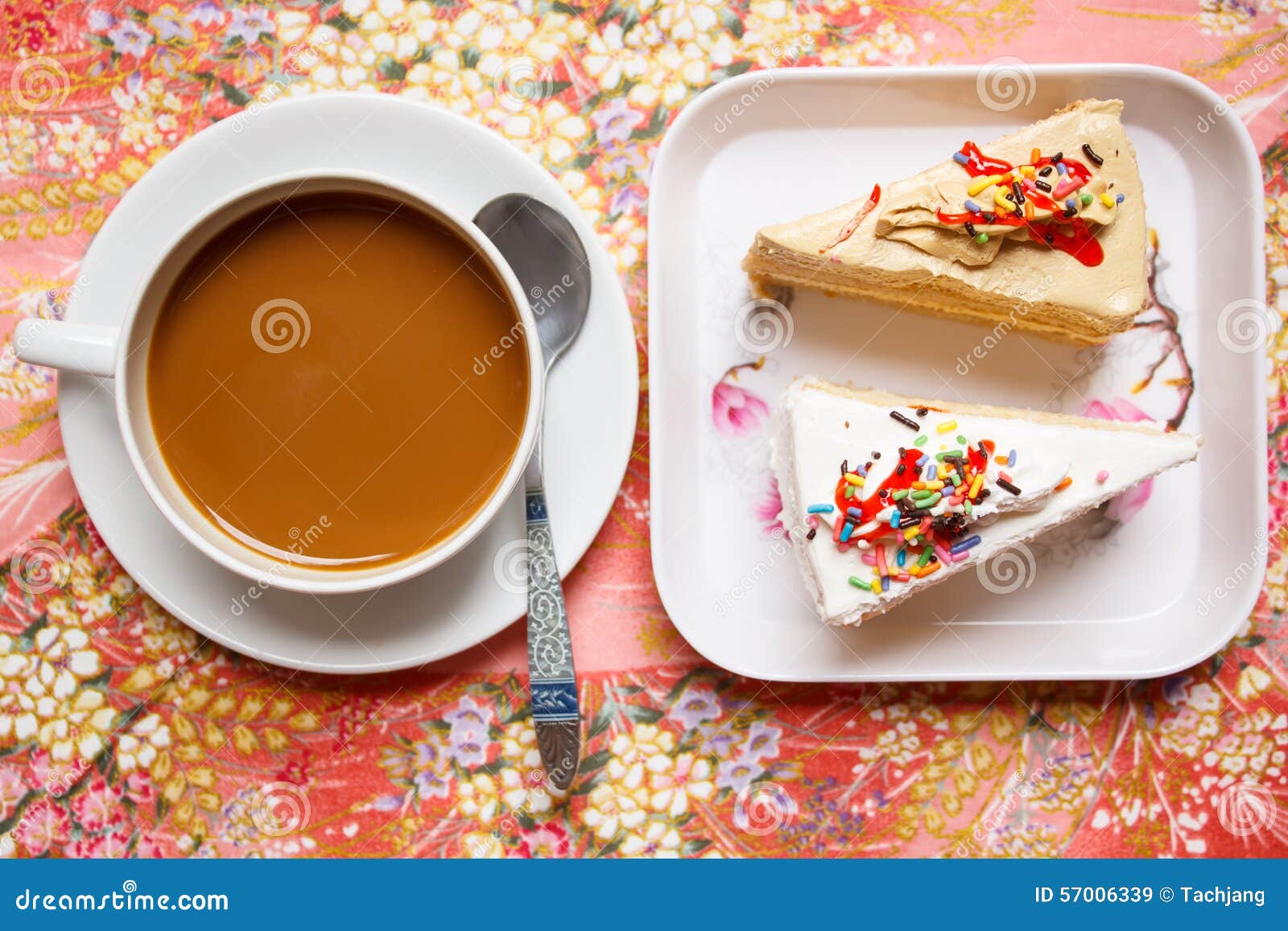 Hot Coffee and Cake for Break. Stock Image - Image of healthy ...