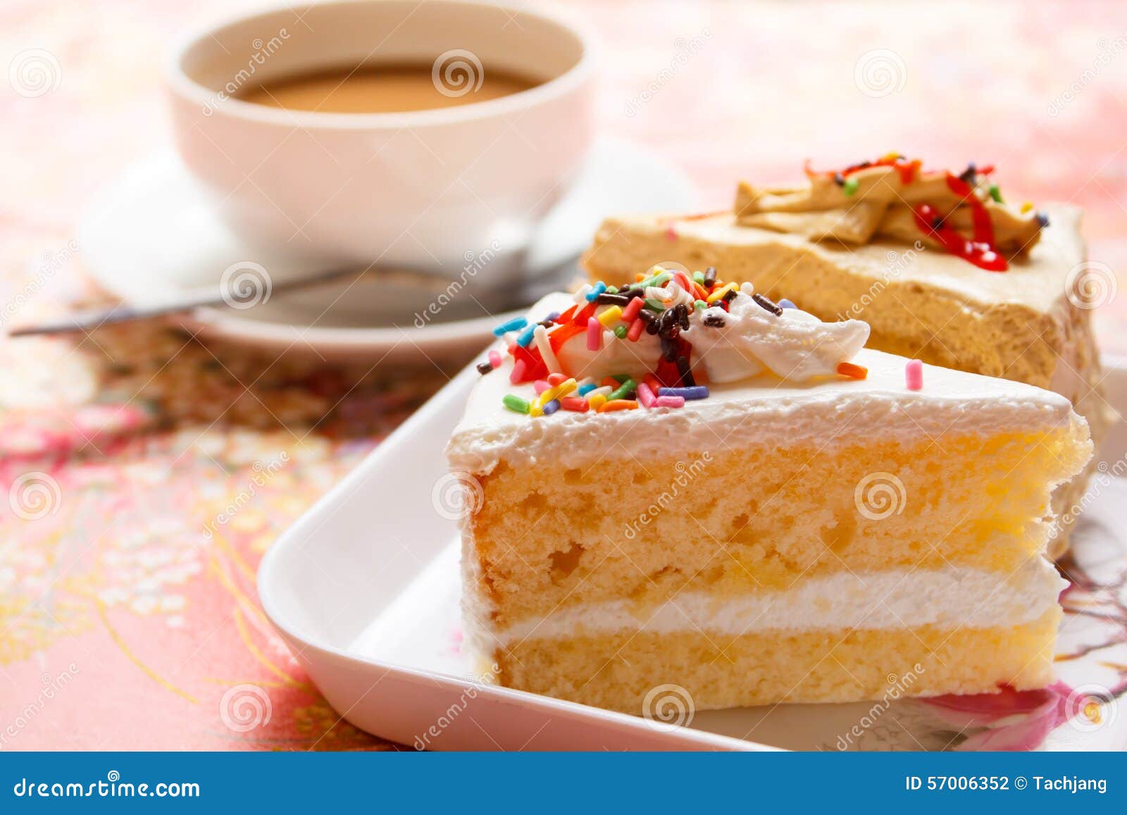 Hot Coffee and Cake for Break. Stock Photo - Image of snack, piece ...