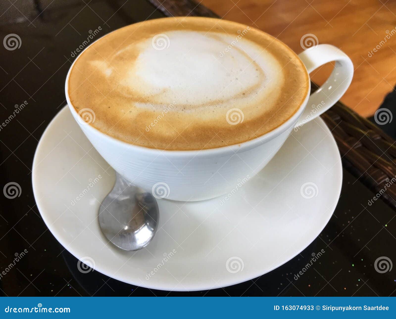 Hot Coffee, Hot Cappuccino, Coffee Milk Stock Image - Image of wooden ...