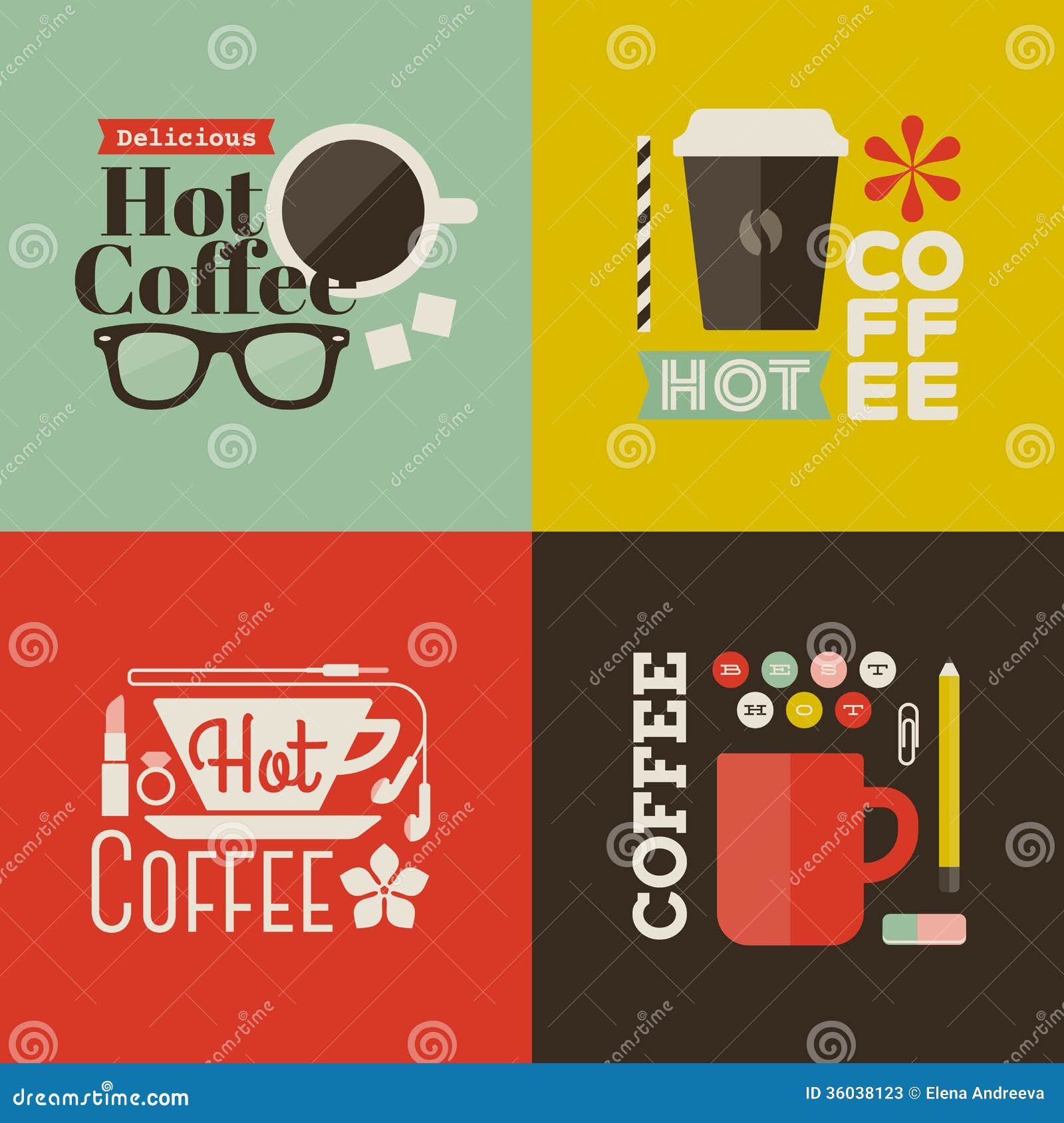 Hot Coffee. Collection of Vector Design Elements Stock Vector ...