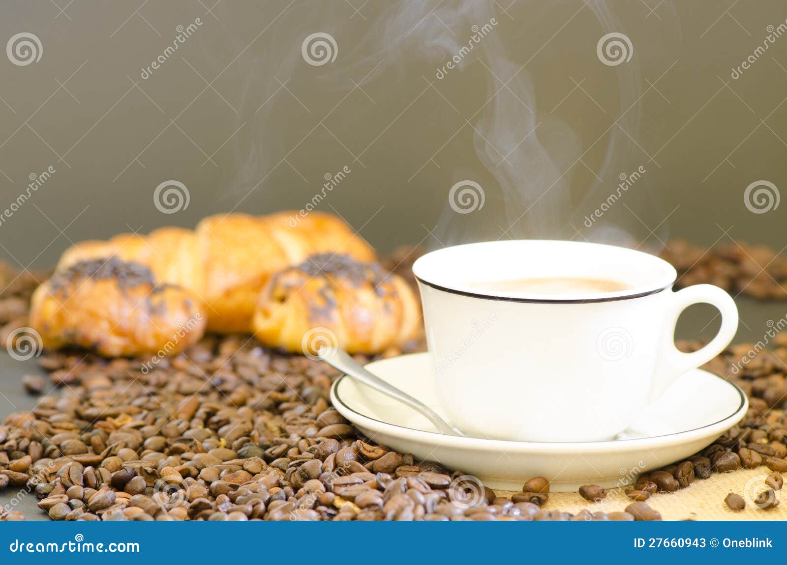 Hot Coffee and Croissants stock image. Image of food - 27660943