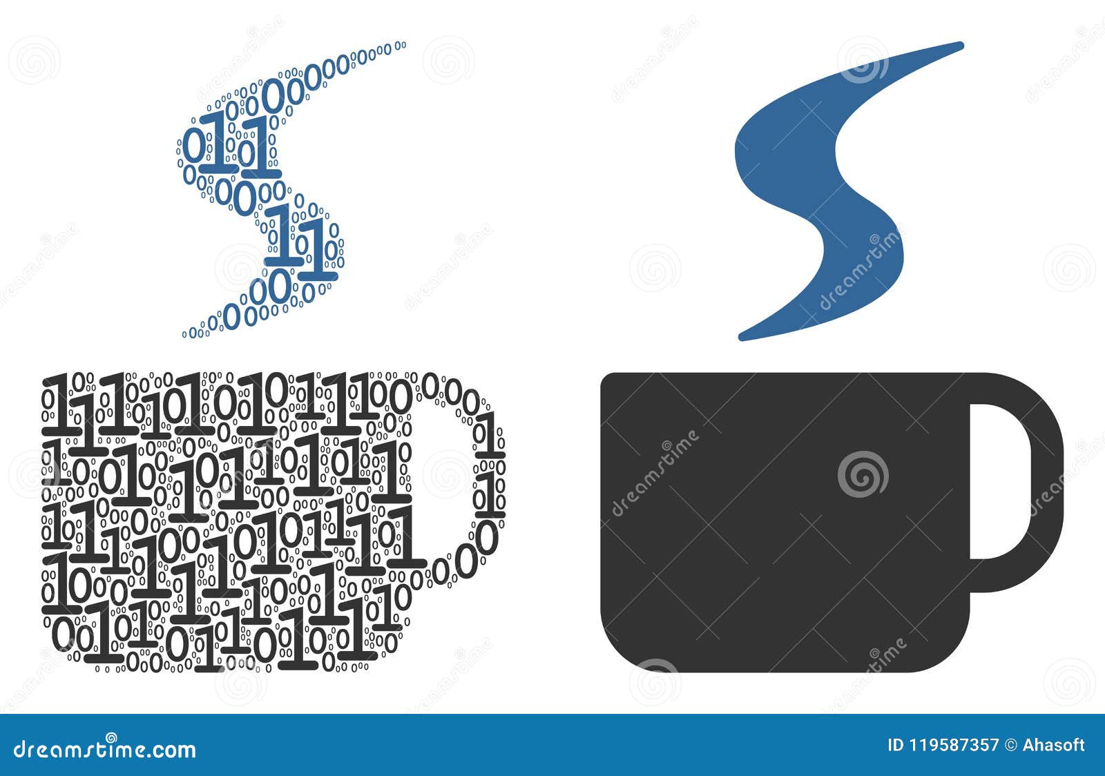 Hot Coffee Cup Mosaic of Binary Digits Stock Vector - Illustration of ...