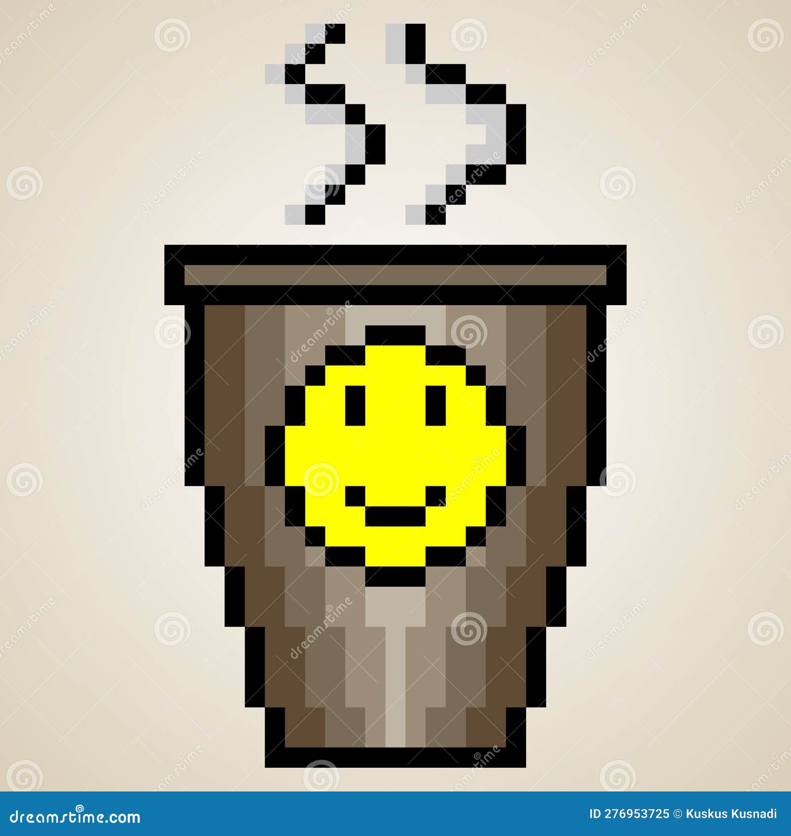 Hot Coffee Cup with Pixel Art Stock Vector - Illustration of espresso ...