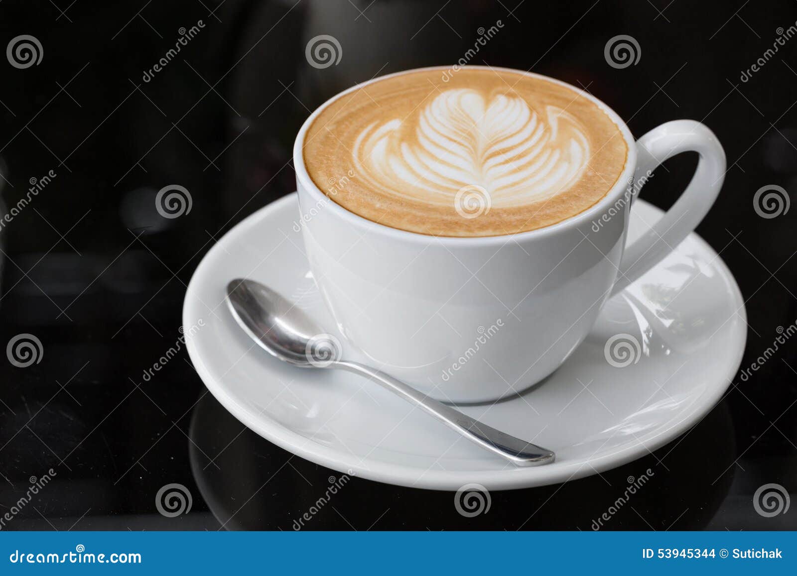 Hot Coffee Latte, Latte Art with Heart in a White Cup Stock Photo ...