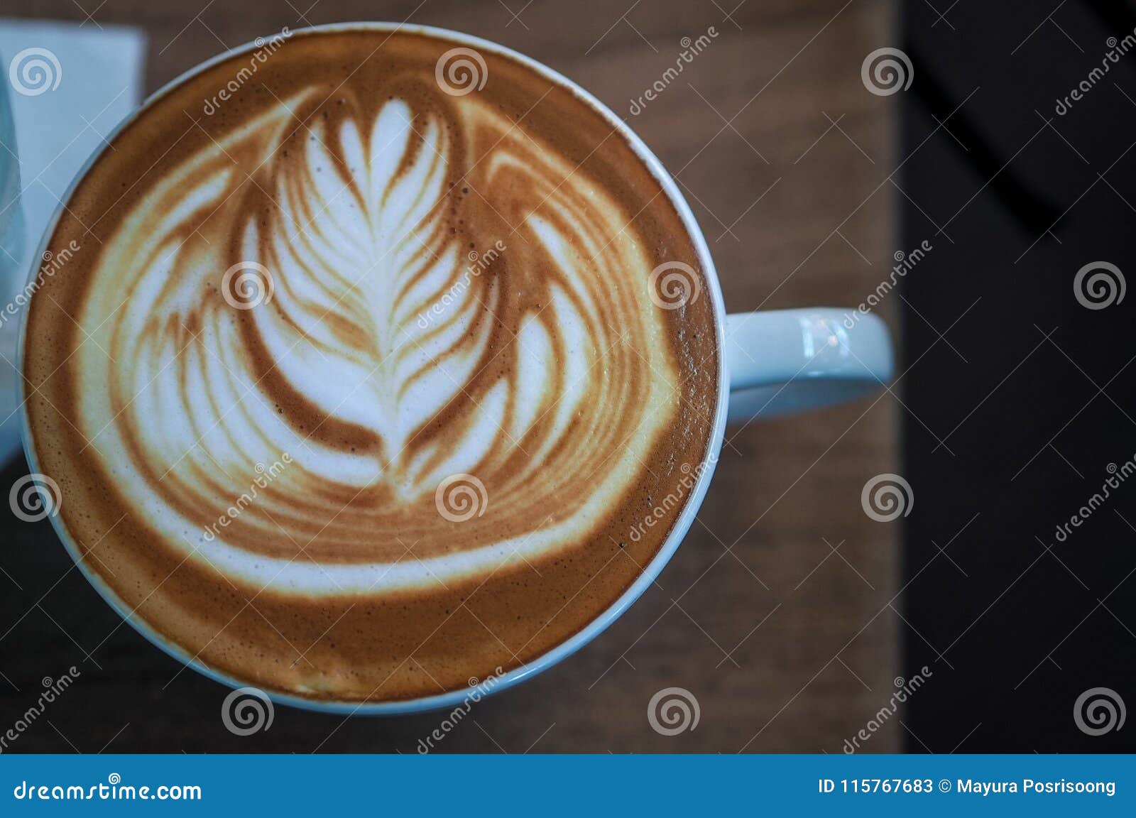 Hot Coffee with Tree Shape Foam Stock Image - Image of syrub, brown ...