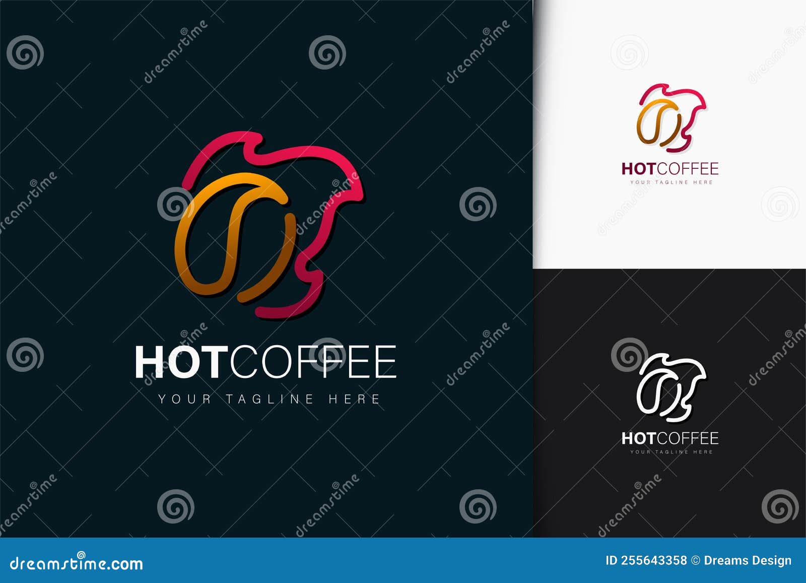Hot Coffee Logo Design with Gradient Stock Vector - Illustration of ...