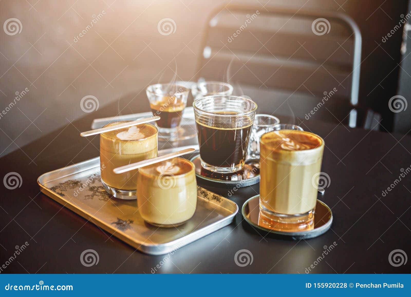 Hot coffee in coffee shop stock photo. Image of coffee - 155920228