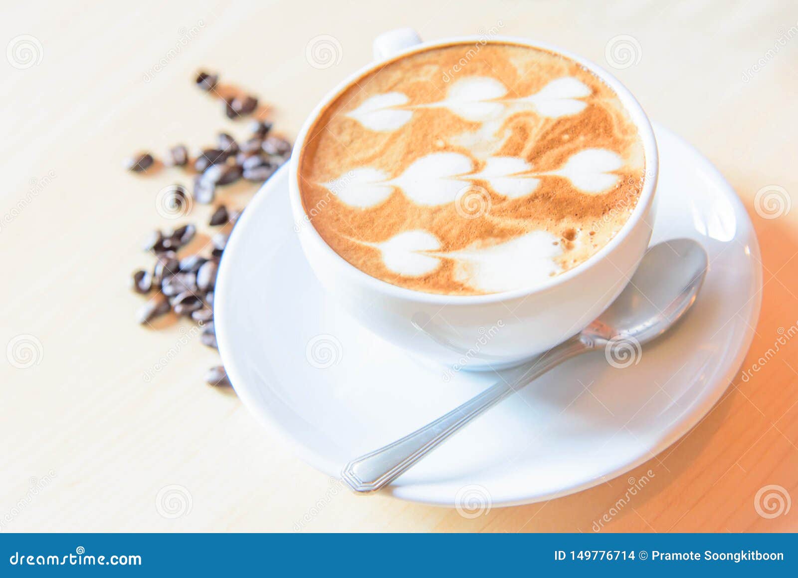 Hot Cappuccino with Nice Pattern Milk Foam Stock Photo - Image of brown ...