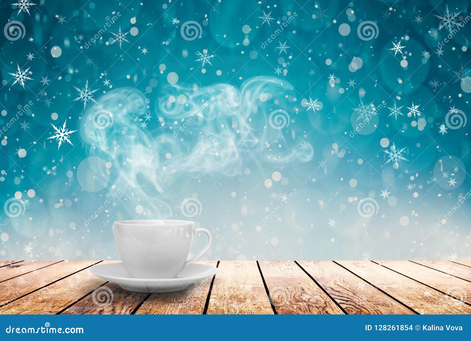 Coffee on the Table on a Winter Background Stock Photo - Image of home ...