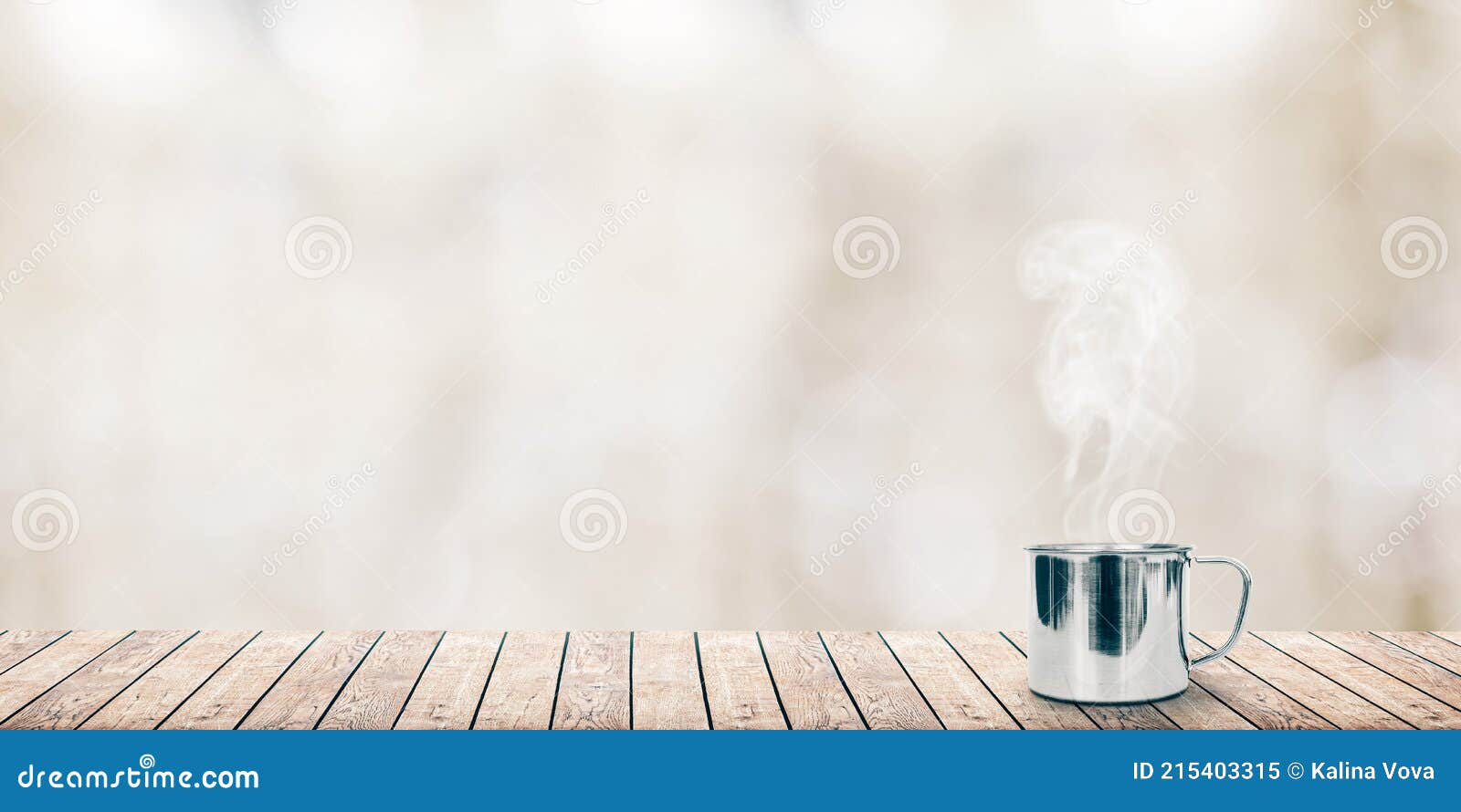 A Hot Coffee on the Table on a Winter Background Stock Image - Image of ...