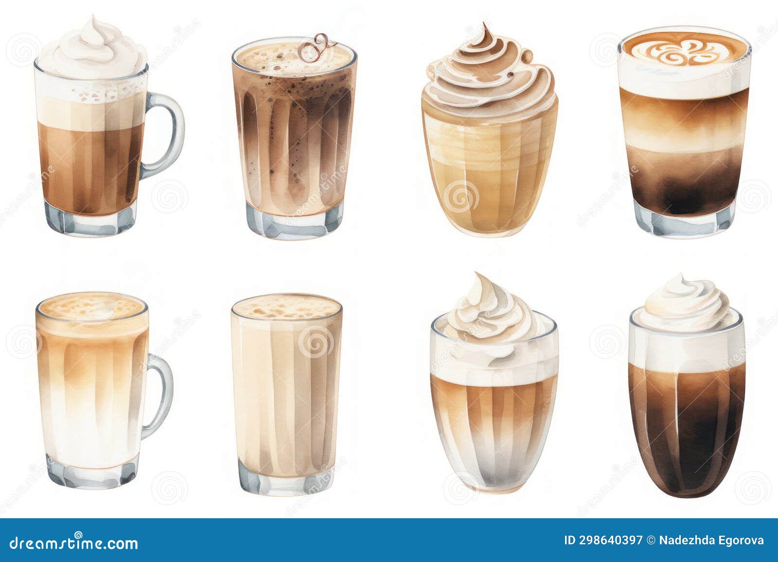 Hot Coffee Types Set, Illustrations. Design for Coffee Shop Menu Stock ...