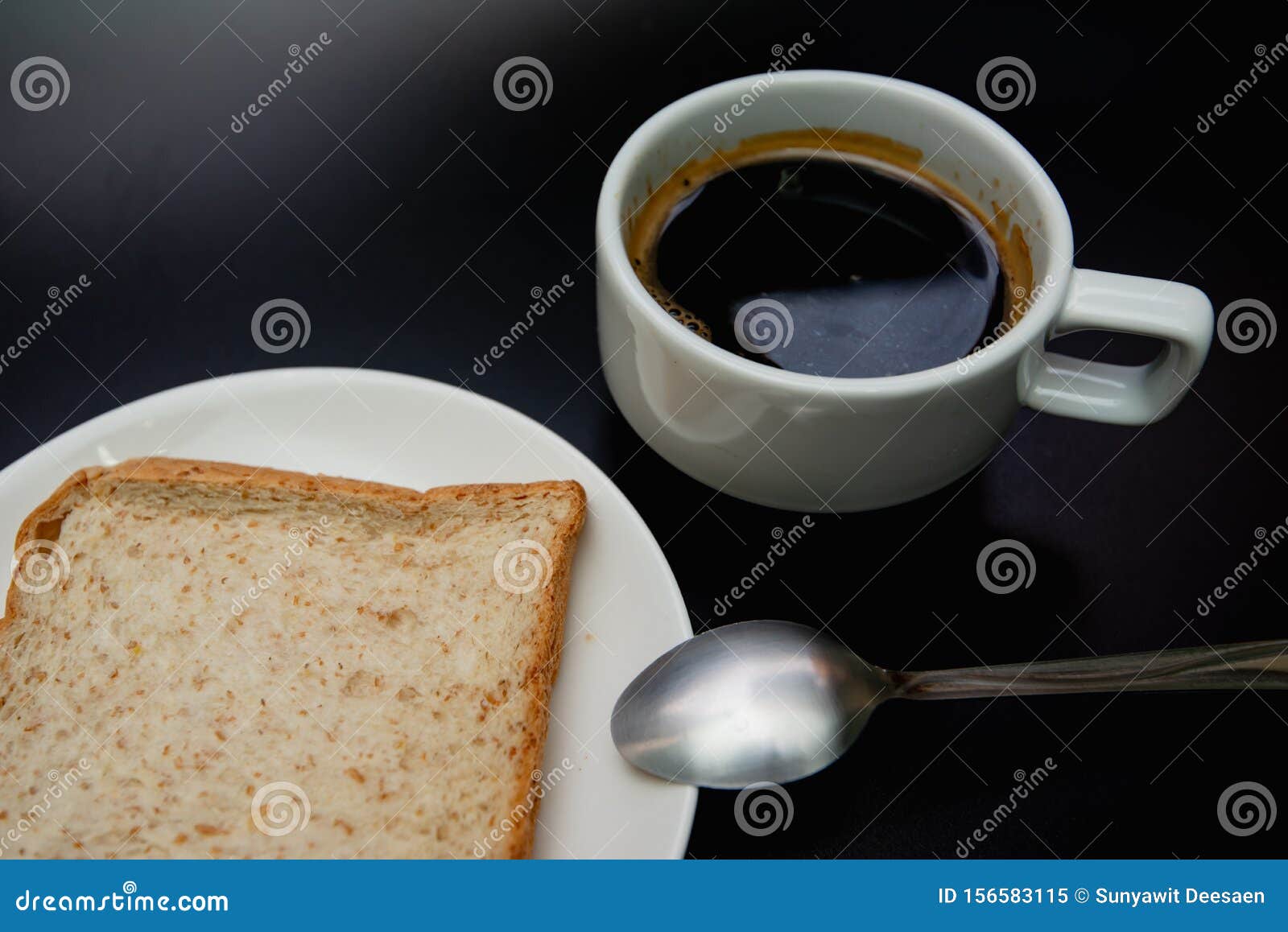 Hot Coffee and Whole Wheat Bread Stock Image - Image of gourmet, marble ...