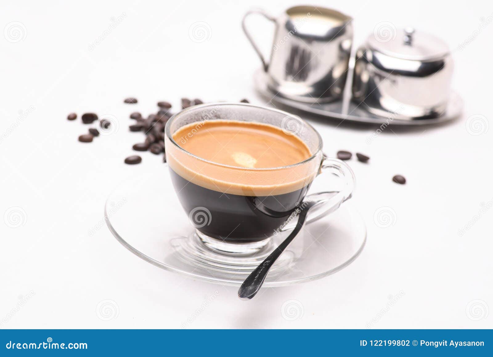 Hot coffy in a clear glass stock photo. Image of aroma - 122199802