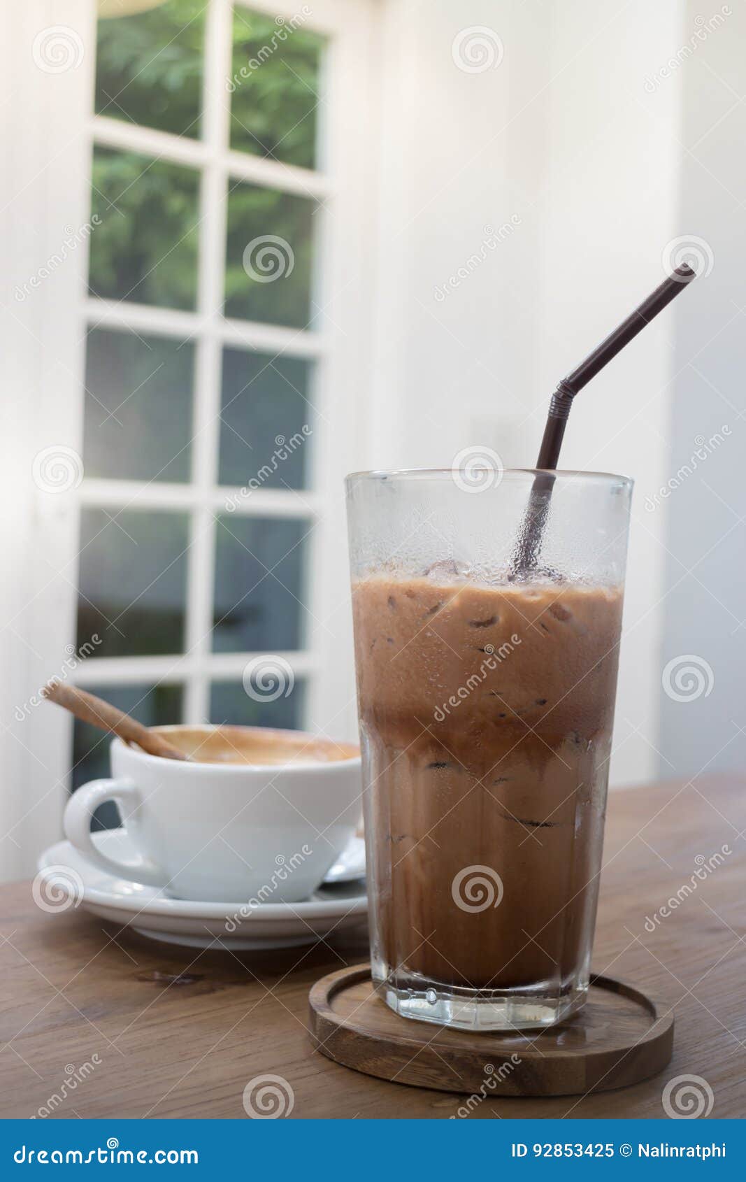 Hot and Cold Coffee Drink stock image. Image of indoors - 92853425