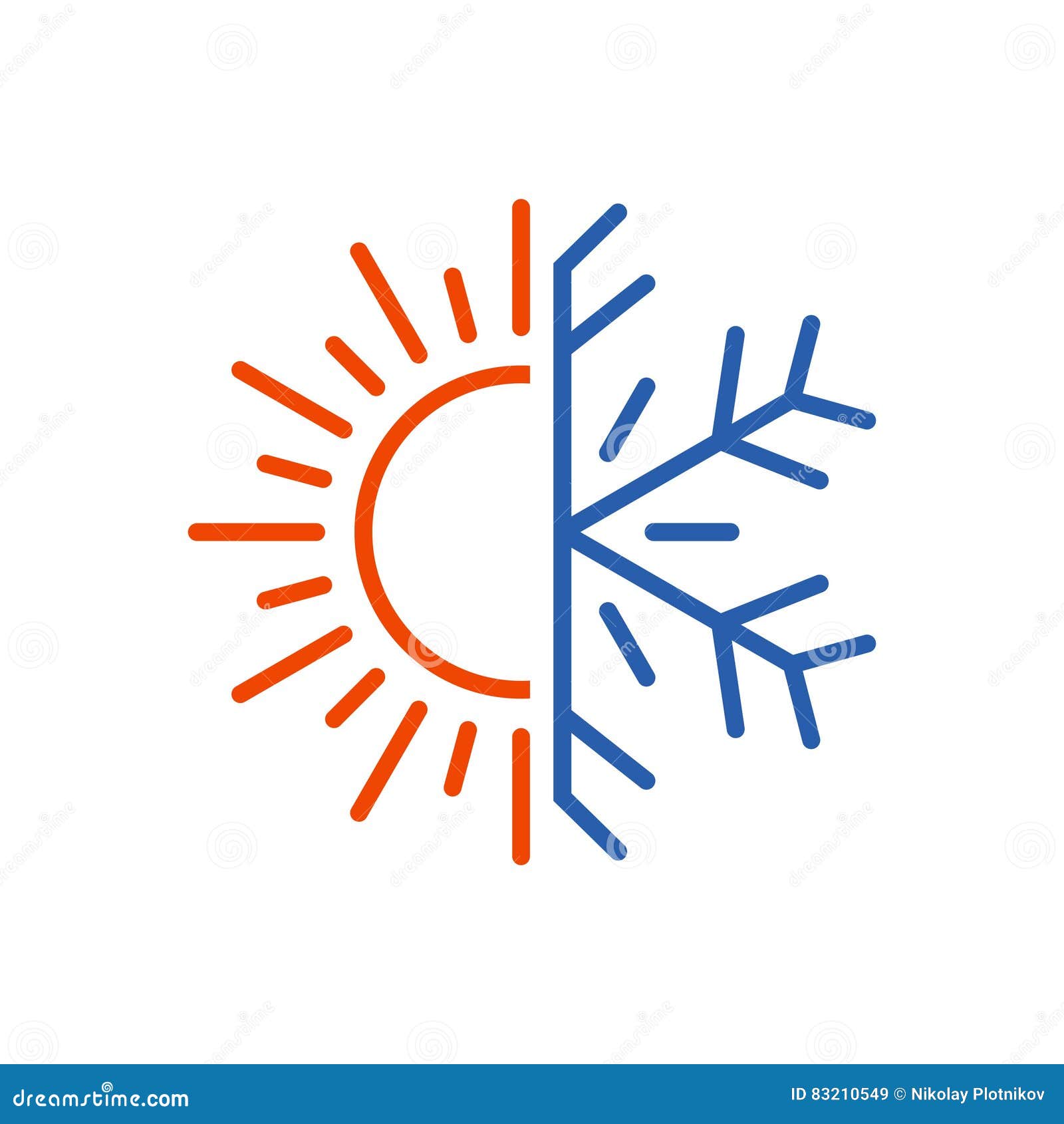 Hot and Cold Icon. Sun, Snowflake Symbol Stock Illustration ...