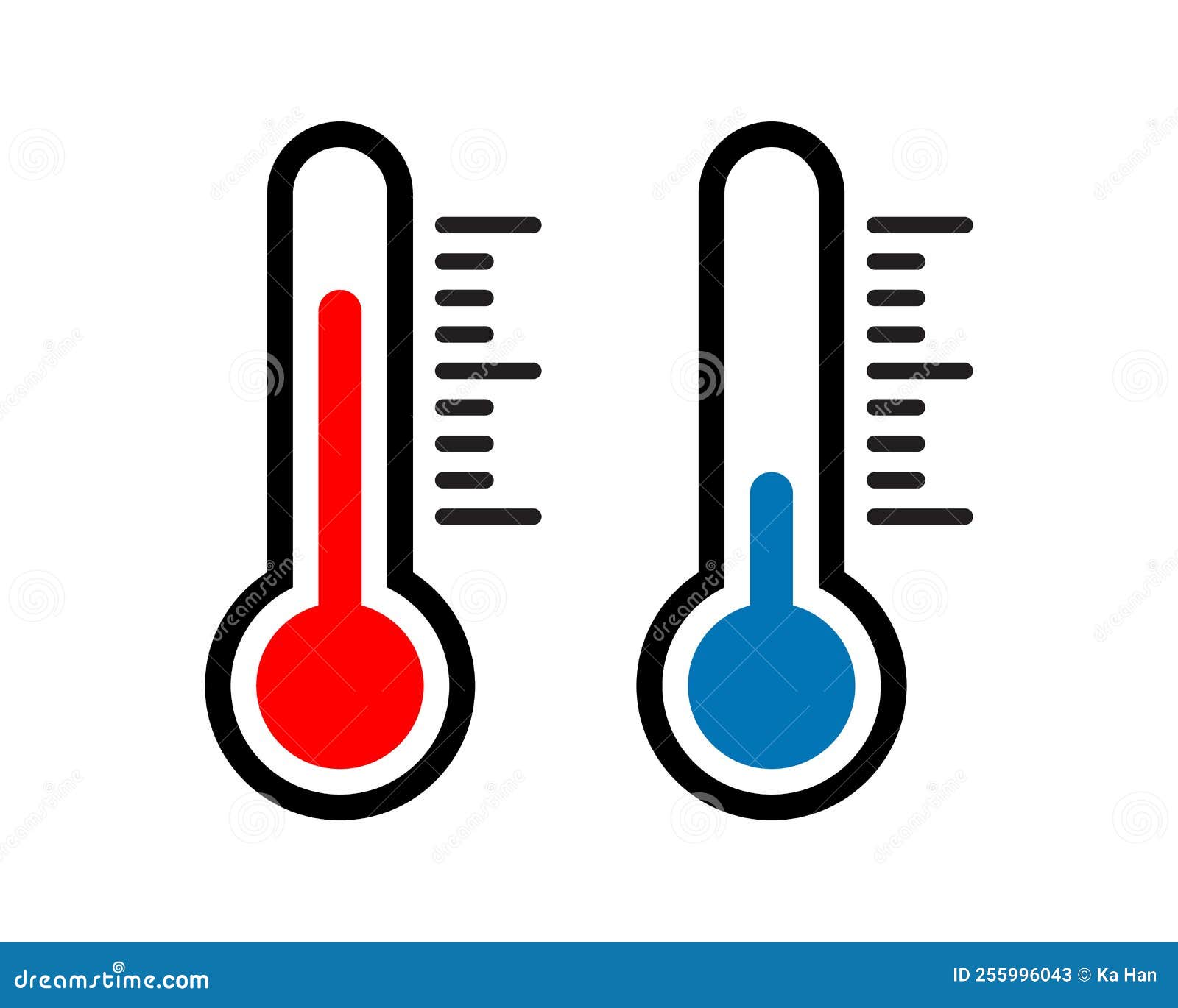 Hot and Cold Temperature, Thermometer Icon Vector in Flat Style Stock ...