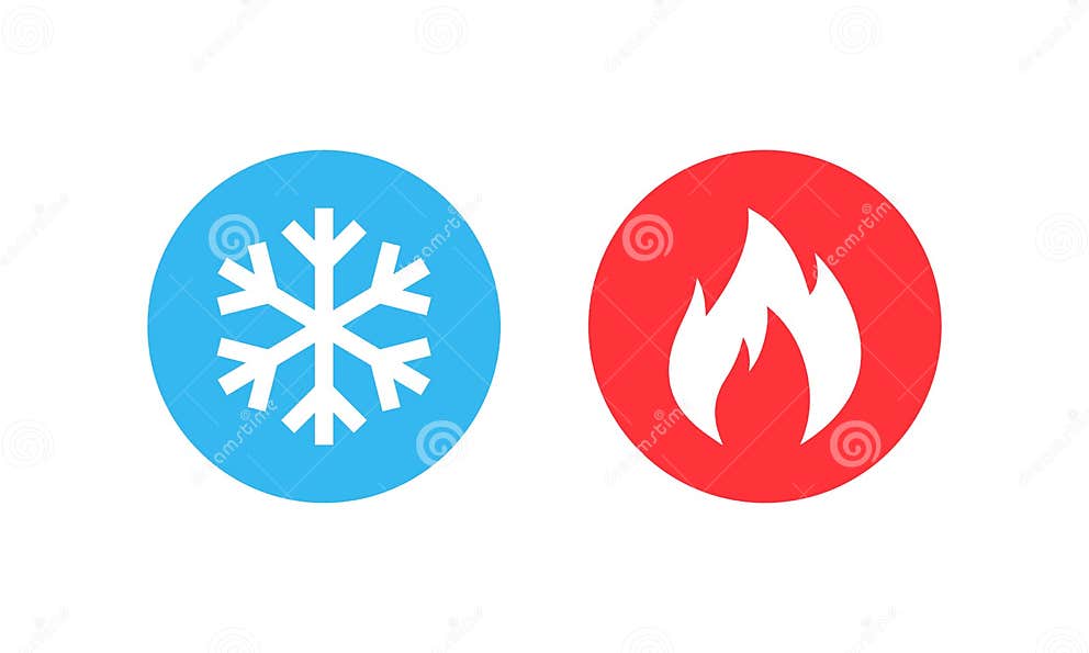 Hot and Cold Vector Icon Set. Heating and Cooling Buttons. Vector EPS10 ...