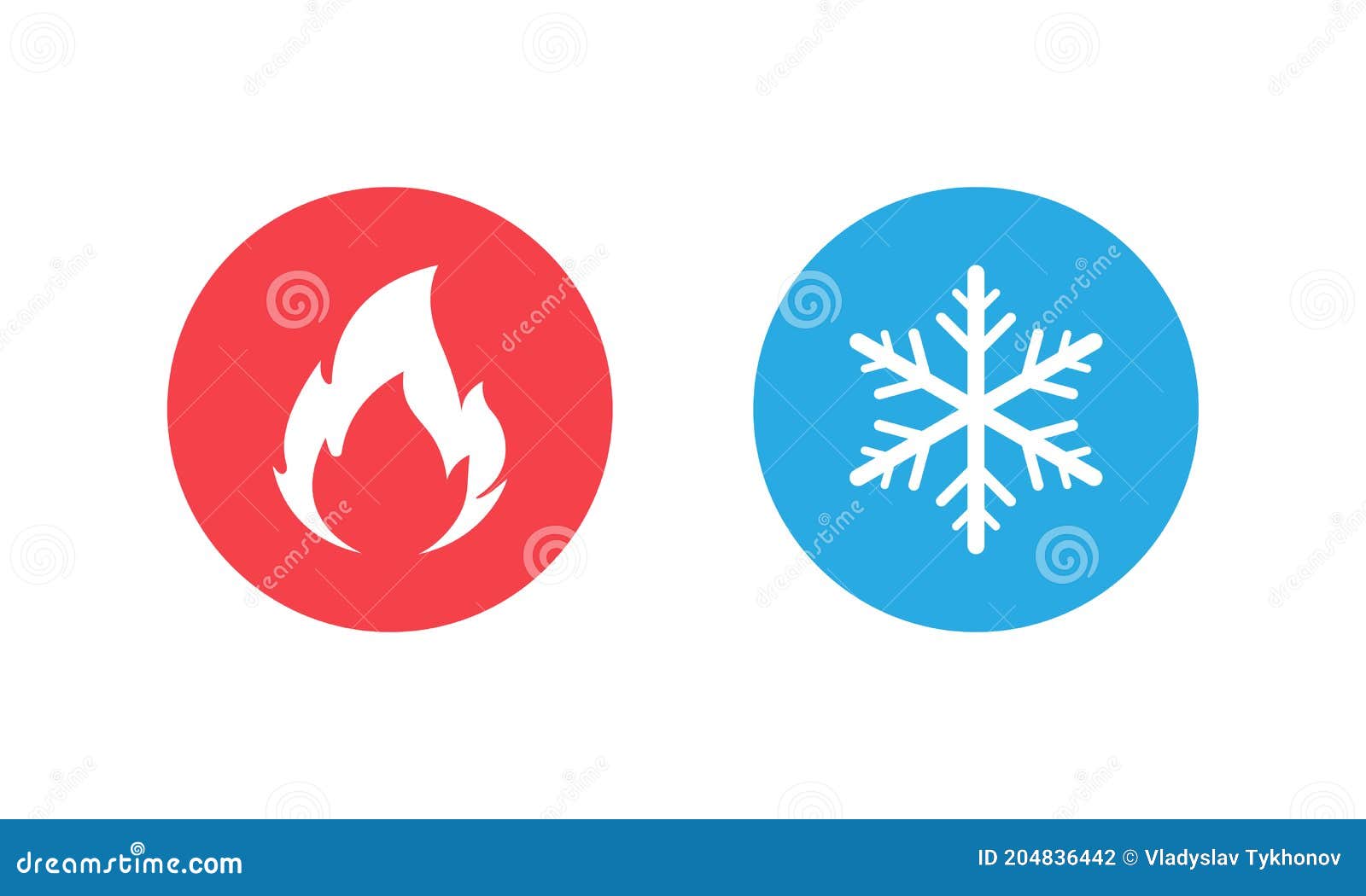 Hot and Cold Vector Icon Set Isolated on White Background. Fire and ...