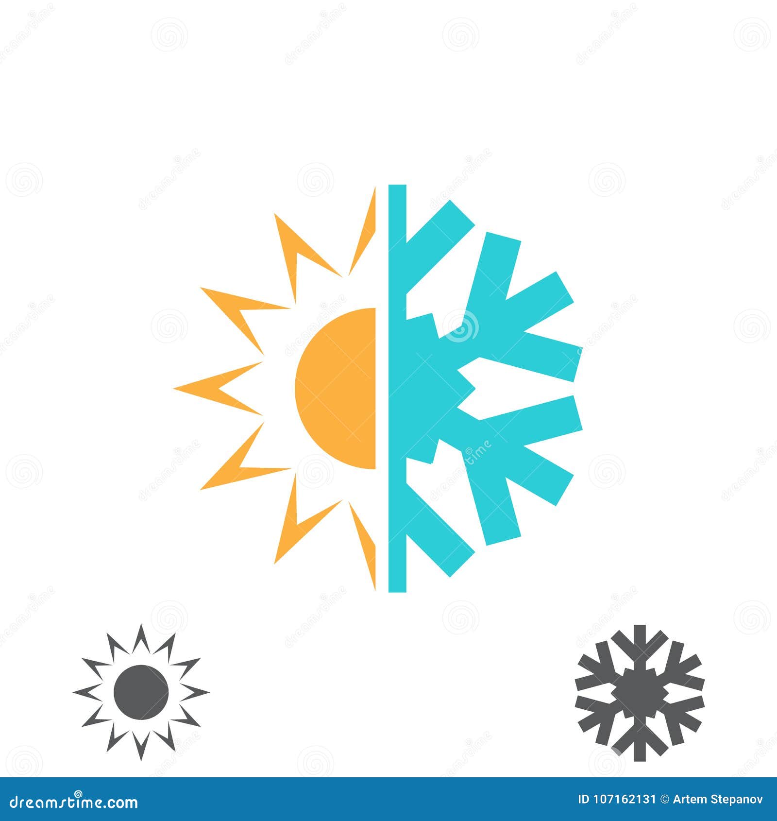 Hot and cold icon stock vector. Illustration of blue - 107162131