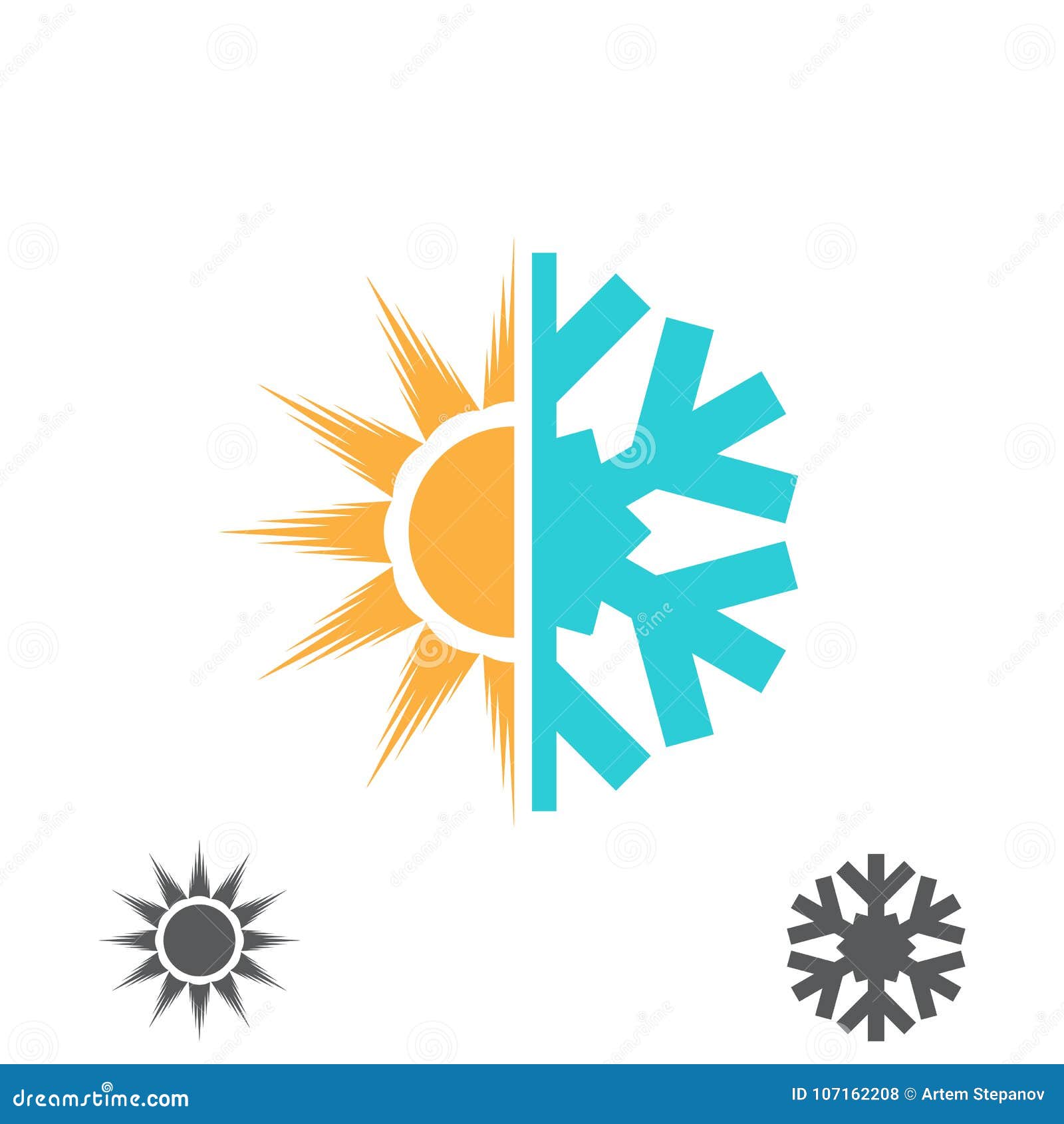 Hot and cold icon stock vector. Illustration of conditioner - 107162208