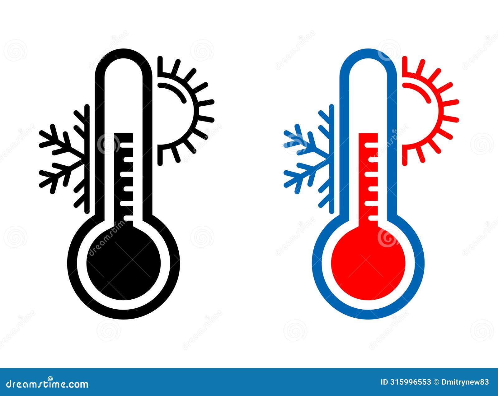 Hot and Cold Weather - Sun or Snowflake Stock Vector - Illustration of ...