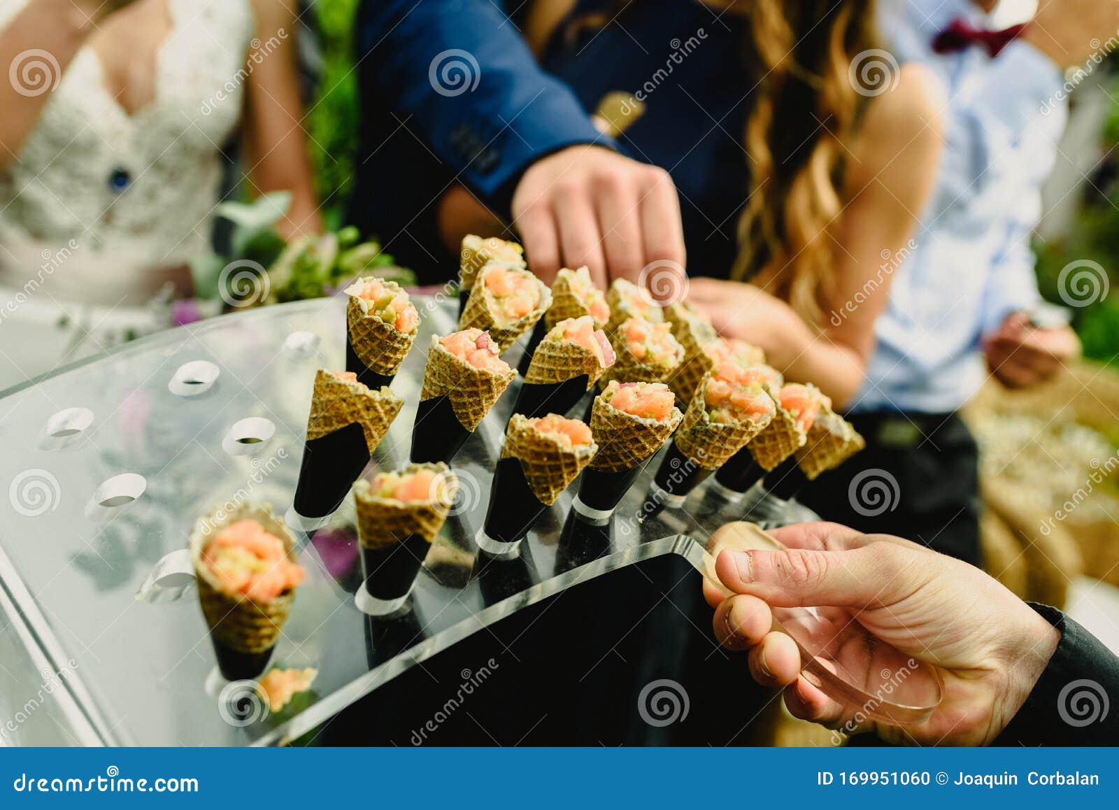 Hot and Cold Wedding Snacks for the Guests at the Reception Stock Photo ...