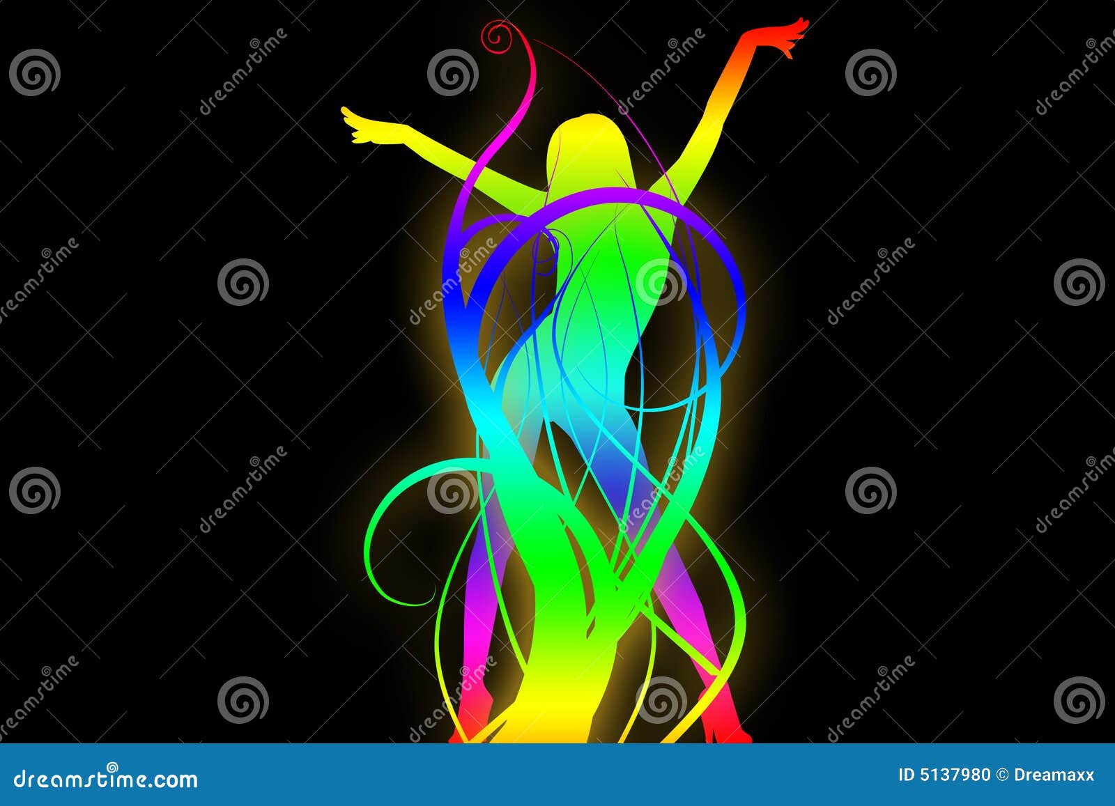 DJ Coloured Silhouette And Record Decks Royalty-Free Stock Photo ...