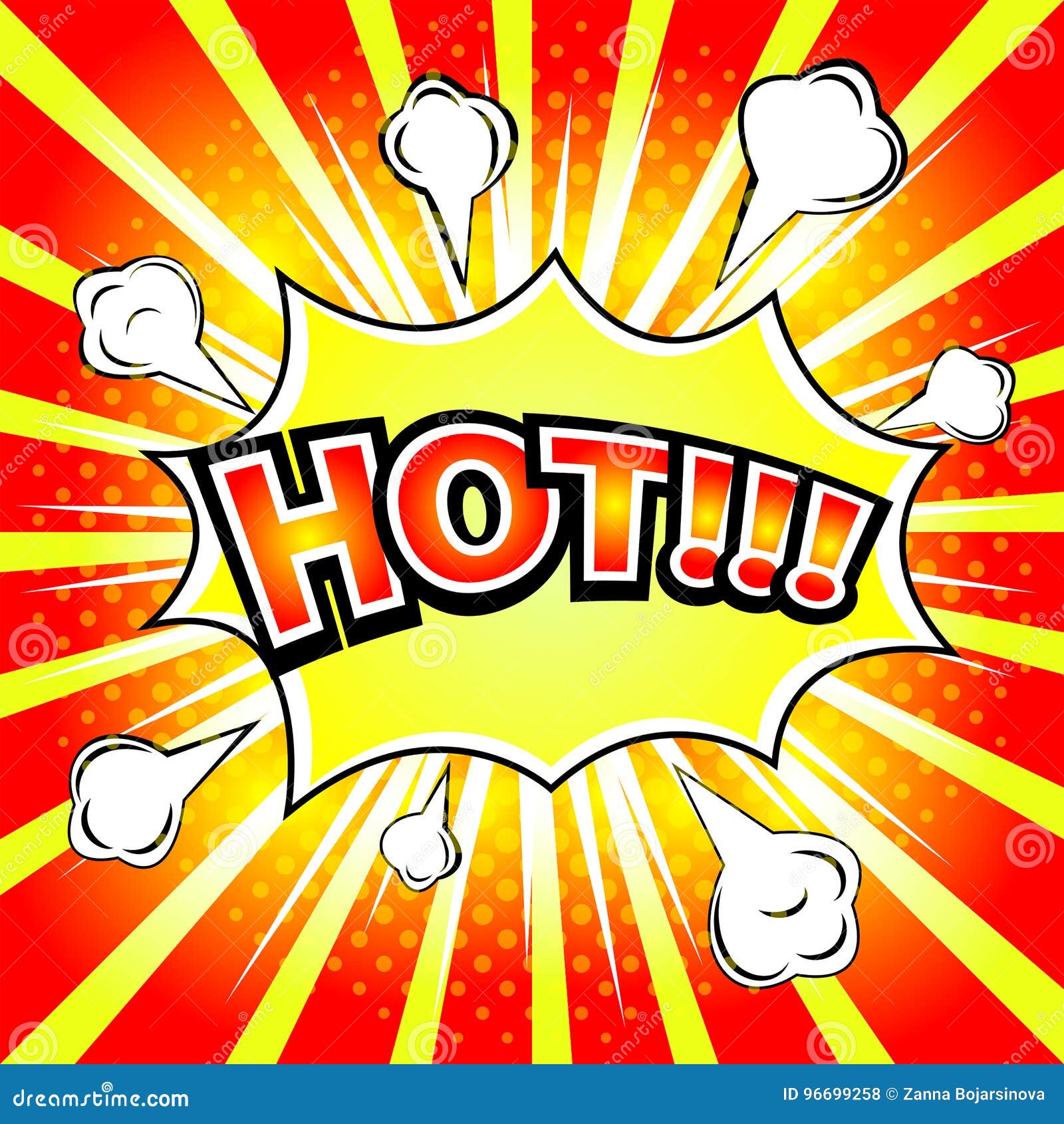 HOT! Comic book explosion. stock vector. Illustration of burst - 96699258