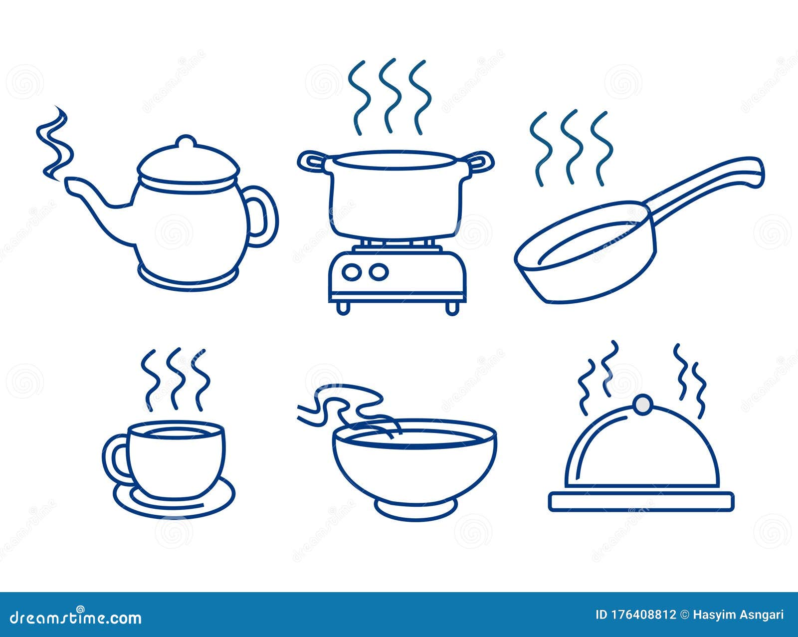 Hot Cooked Related Object Icon Artline Vector Stock Vector ...