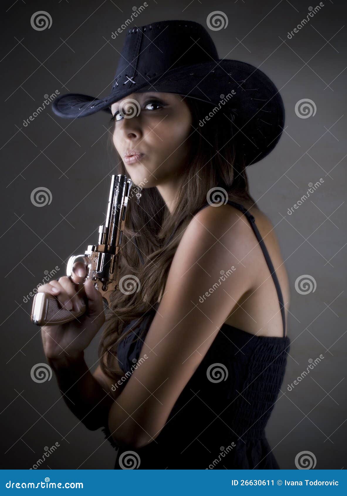 Hot Cowgirl With Gun Stock Image Image Of Model Attractive 26630611