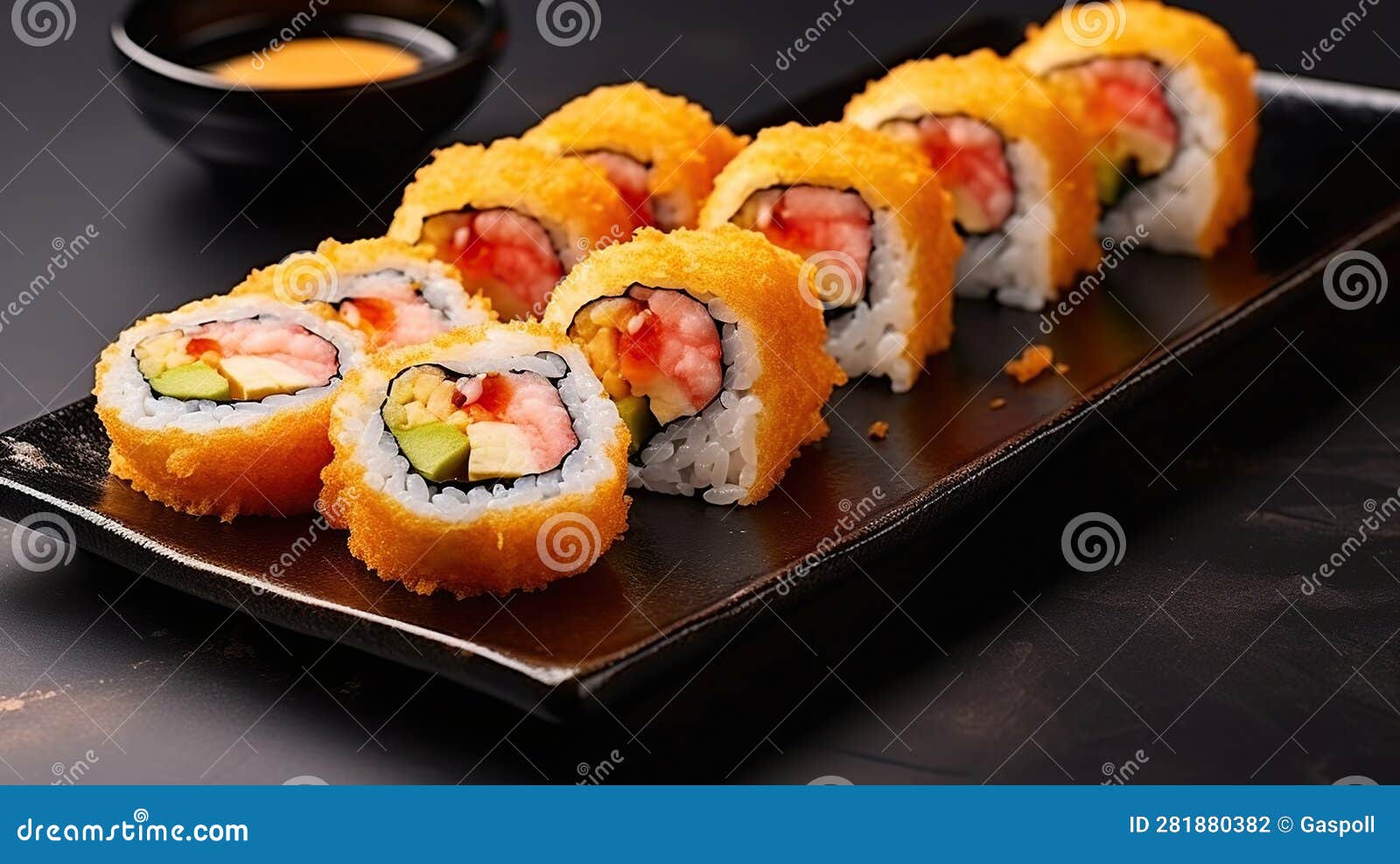 Hot Crispy Deep Fried Sushi Rolls with Shrimp, Generative AI Stock ...