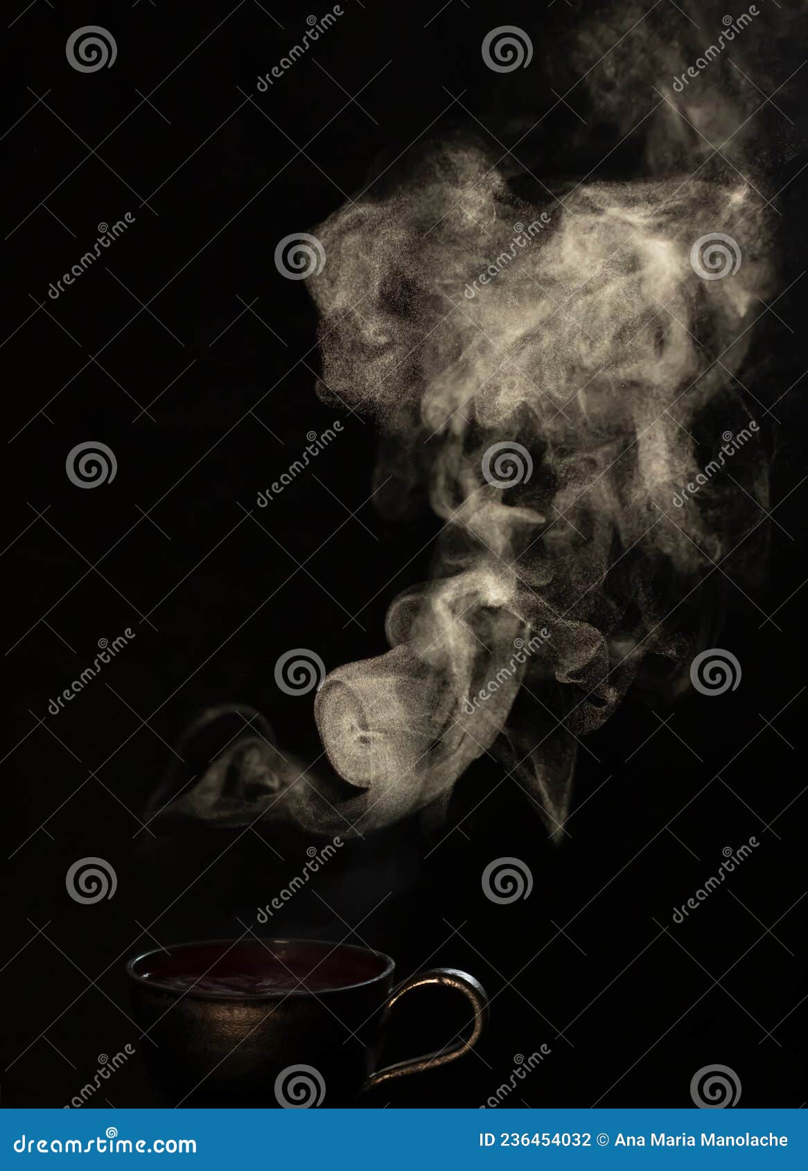 Beautiful Steaming Cup of Tea on Black Background Stock Photo - Image ...