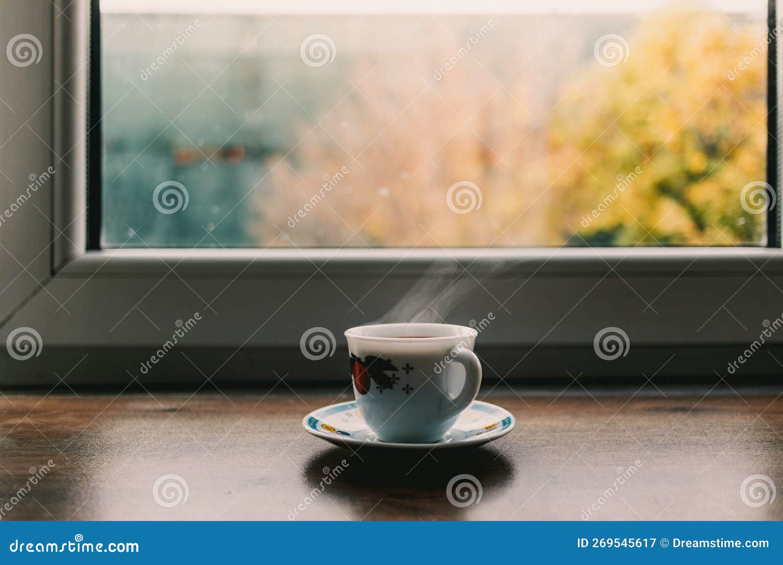 Hot Cup of Tea in Bright Light Morning by the Window. Stock Image ...
