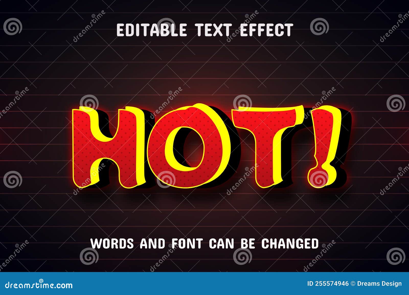 Hot 3d text effect stock vector. Illustration of typeface - 255574946