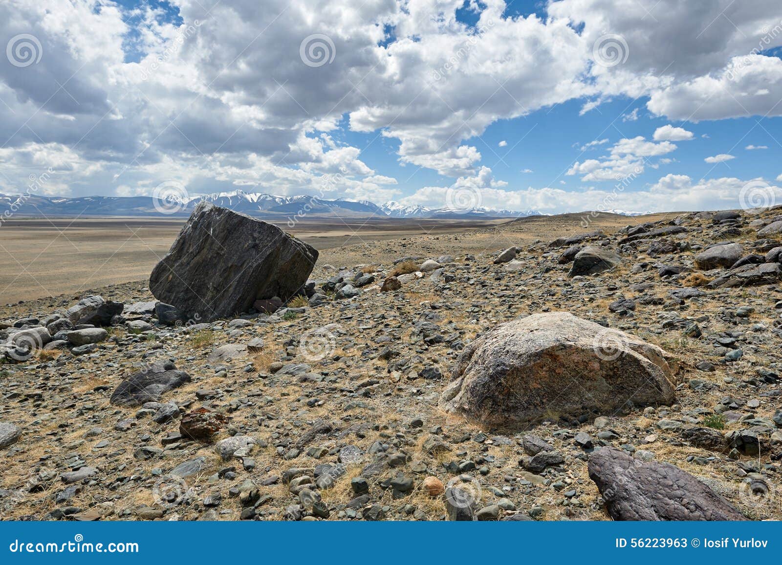 Hot day in Altai steppe stock image. Image of boulder - 56223963