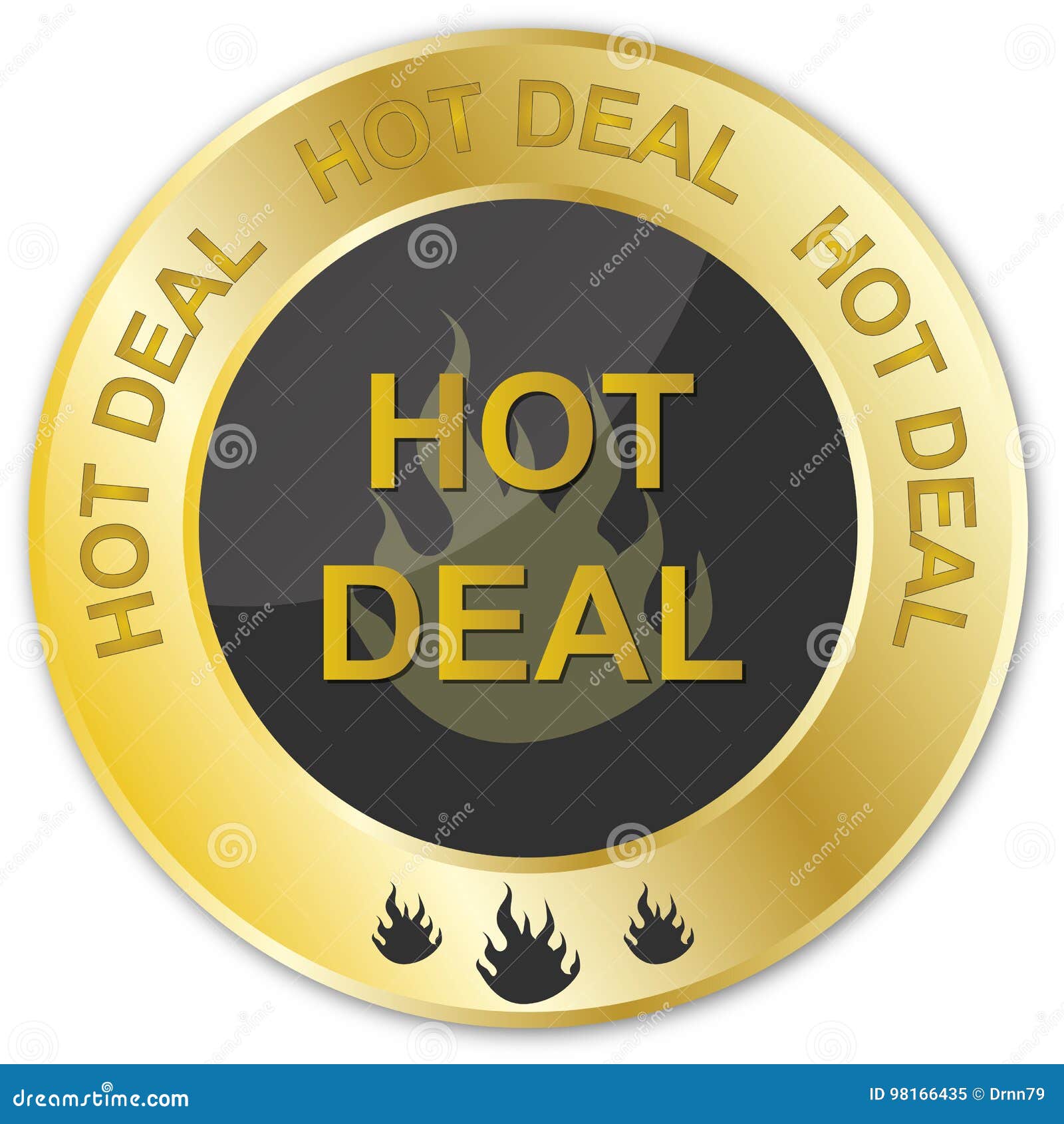 Hot Deal Label Gold stock illustration. Illustration of announcement ...