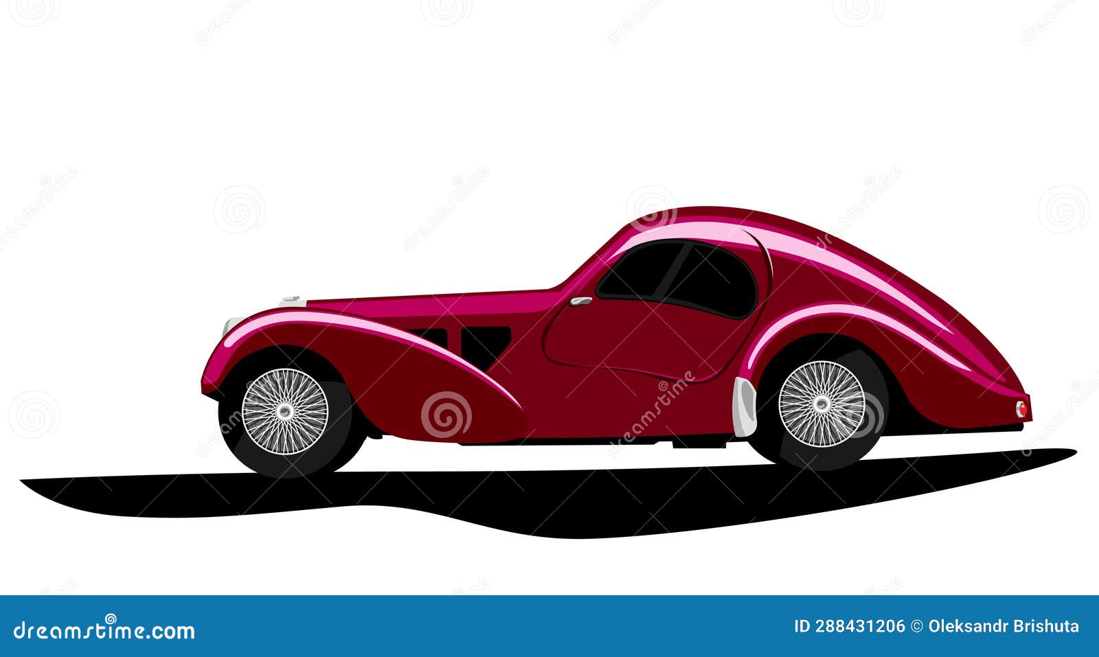 Hot Deep Red Car. Vintage Super Luxury Car Stock Illustration ...