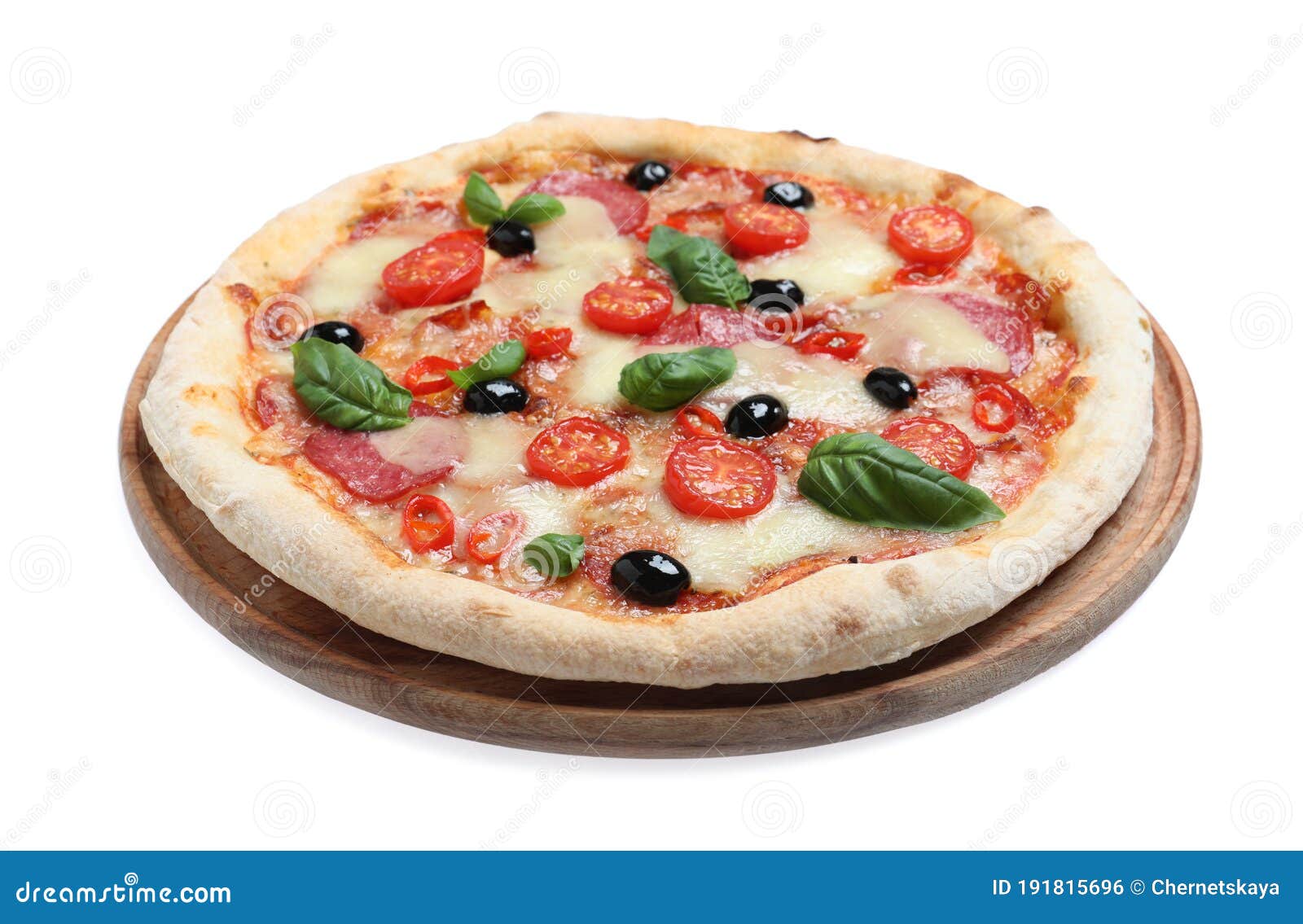 Hot Delicious Pizza Diablo Isolated Stock Photo - Image of board ...