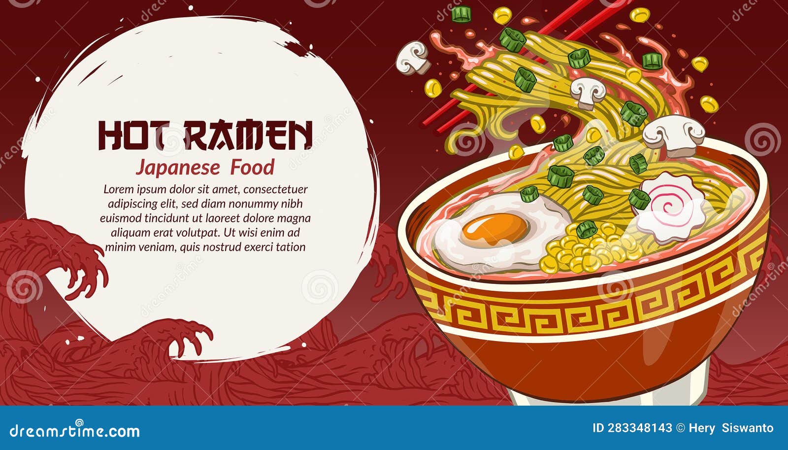 Hot Delicious Ramen Banner Design with Empty Space for Text Stock ...