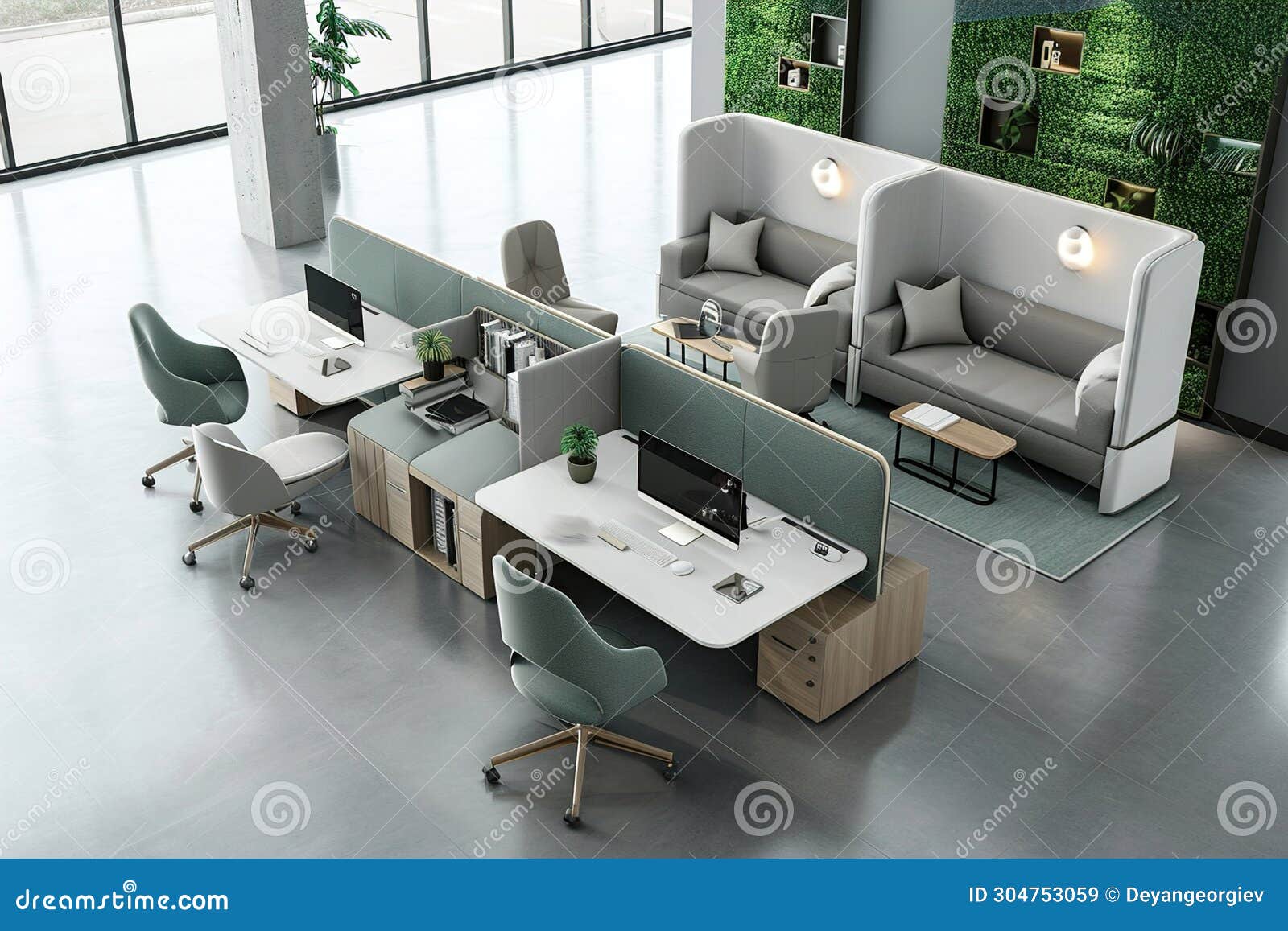 Hot-desking and Collaborative Seating Arrangements Stock Illustration ...