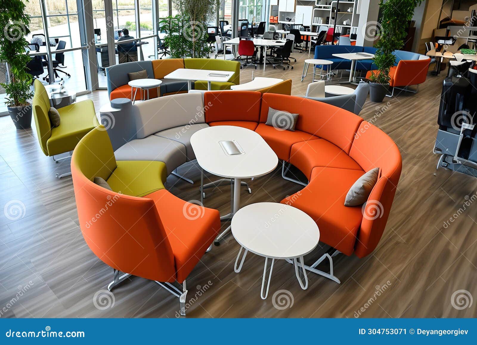 Hot-desking and Collaborative Seating Arrangements Stock Illustration ...