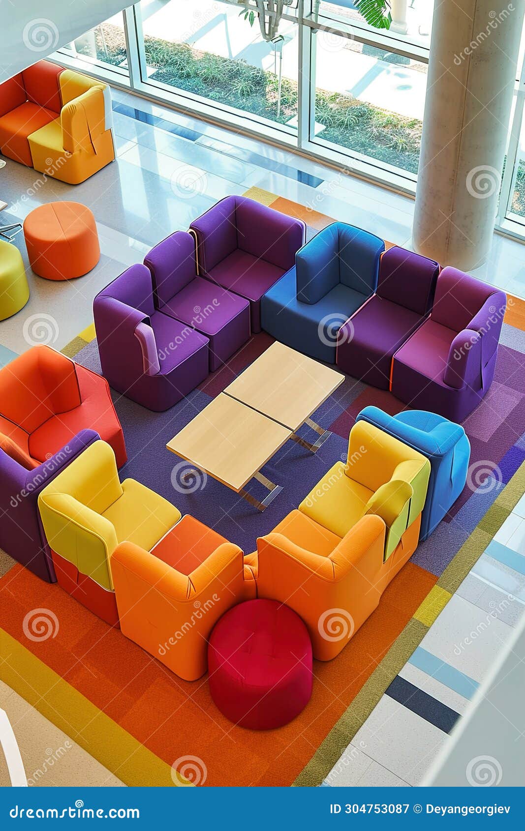 Hot-desking and Collaborative Seating Arrangements Stock Illustration ...