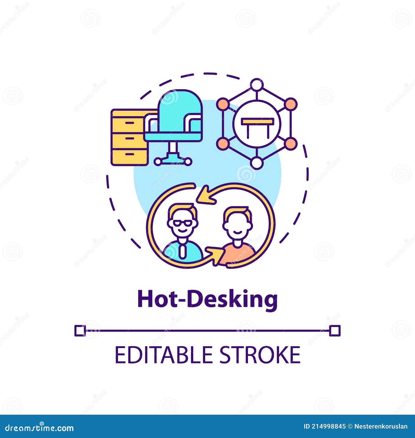 Hot-desking concept icon stock vector. Illustration of flexibility ...