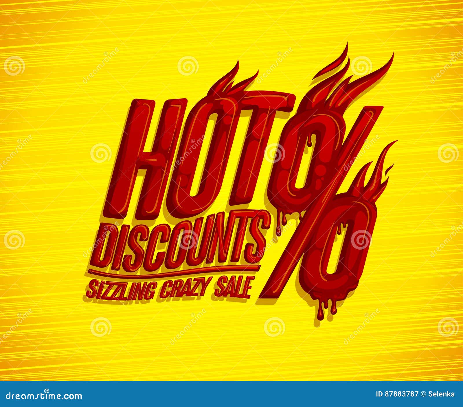 Hot Discounts, Sizzling Crazy Sale Design Concept, Red Burning Text ... Hot Discounts, Sizzling Crazy Sale Design Concept, Red Burning Text ...